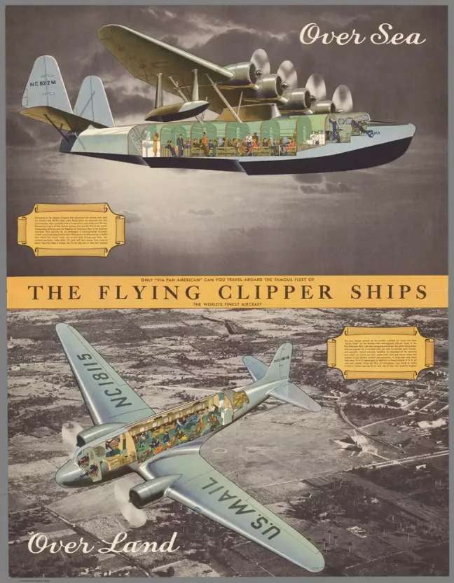 .Decor Poster.Vintage Interior wall design. Flying Clipper aviation 24 ...