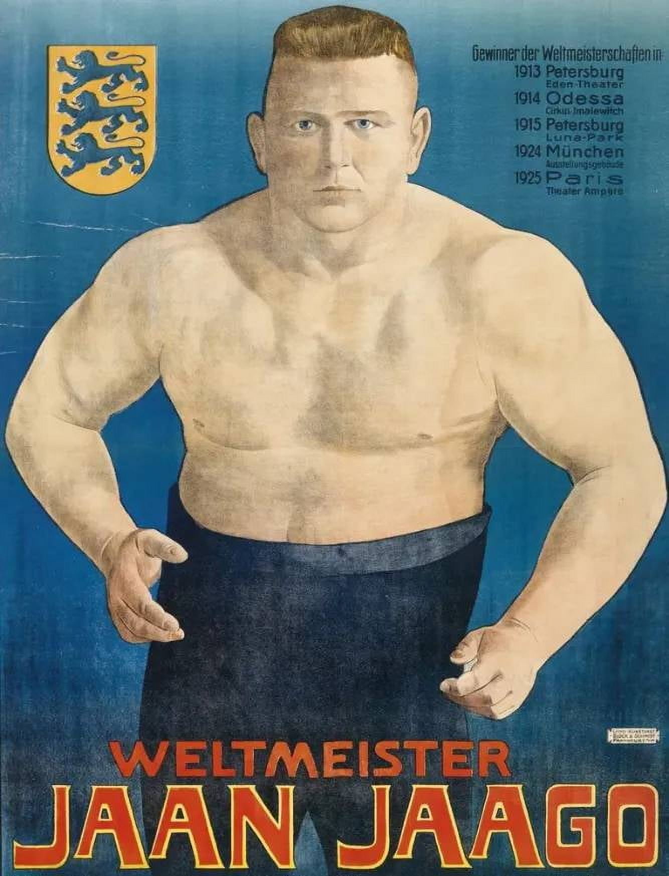 .Decor Poster.Vintage Room interior.Pro Wrestler World Champion Jaan ...