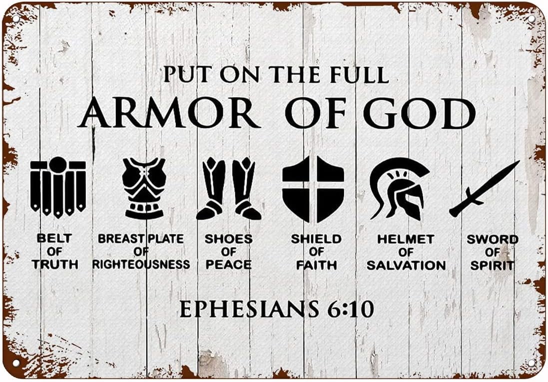 Decor Put on The Full Armor of God Bible Garage Bar Patio Club Plaque ...