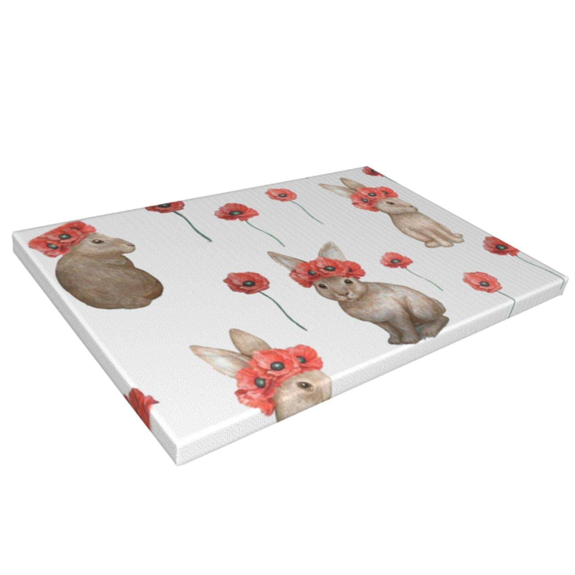 Decor Rabbit And Poppy Flowers Wall Decor Bathroom Canvas Painting ...
