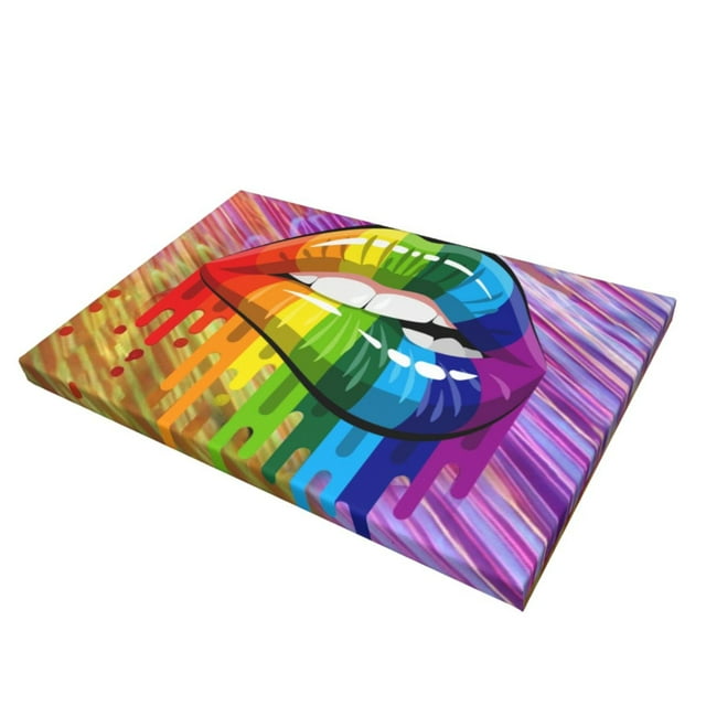 Decor Rainbow Lips Gay Pride Lgbt Wall Decor Bathroom Canvas Painting ...