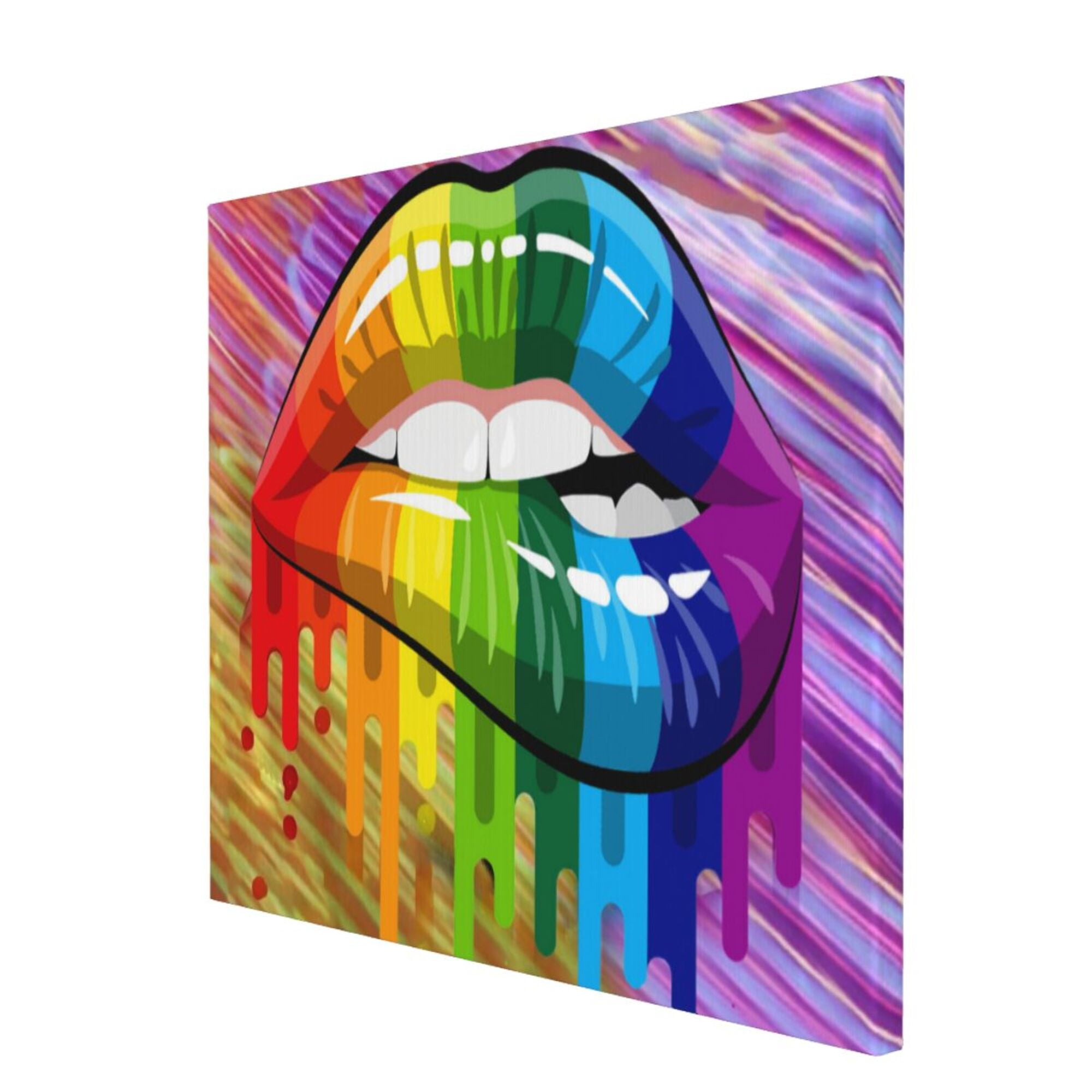 Decor Rainbow Lips Gay Pride Lgbt Wall Decor Bathroom Canvas Painting ...
