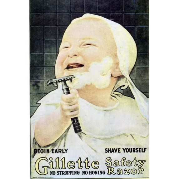 Decor Razor Ad Poster.Baby shaving.Bathroom interior Art Design.Home ...