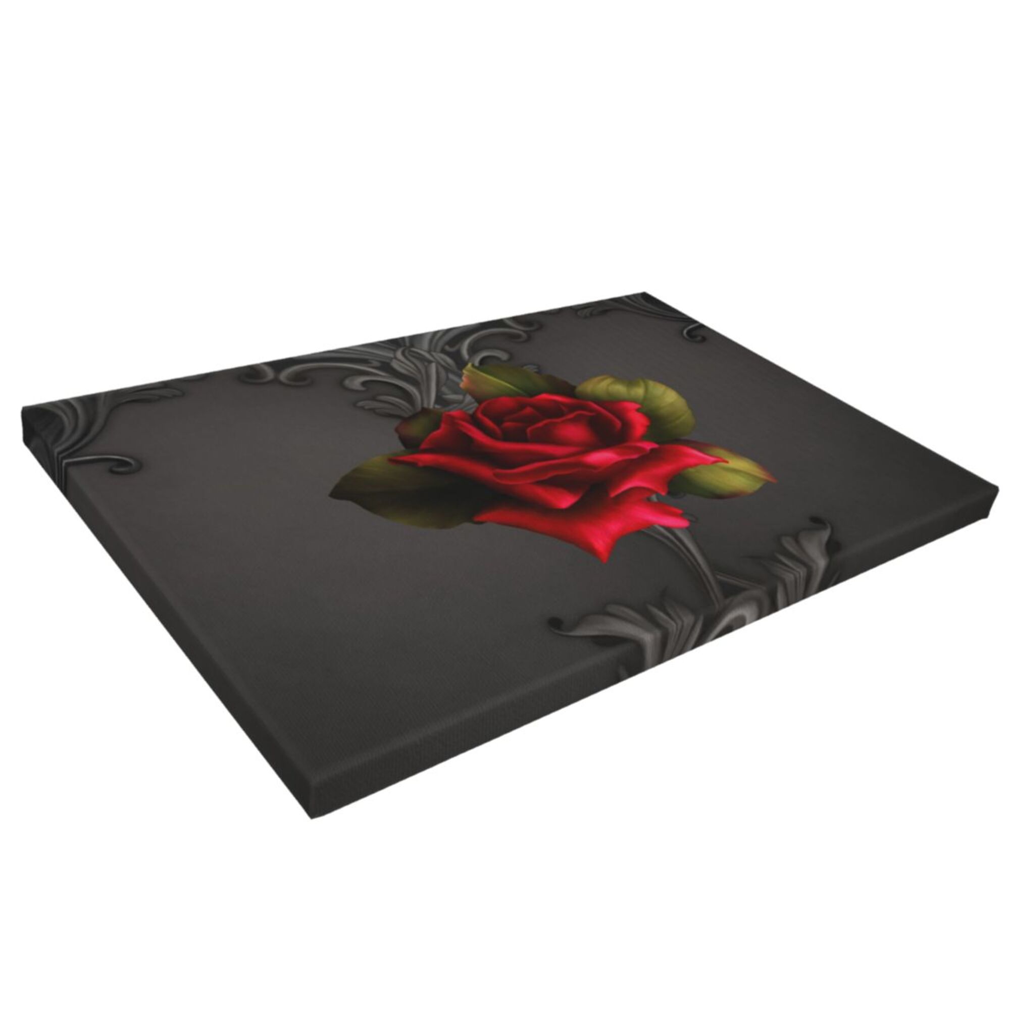 Decor Red Rose Black Ornamental Glam Wall Decor Bathroom Canvas ...