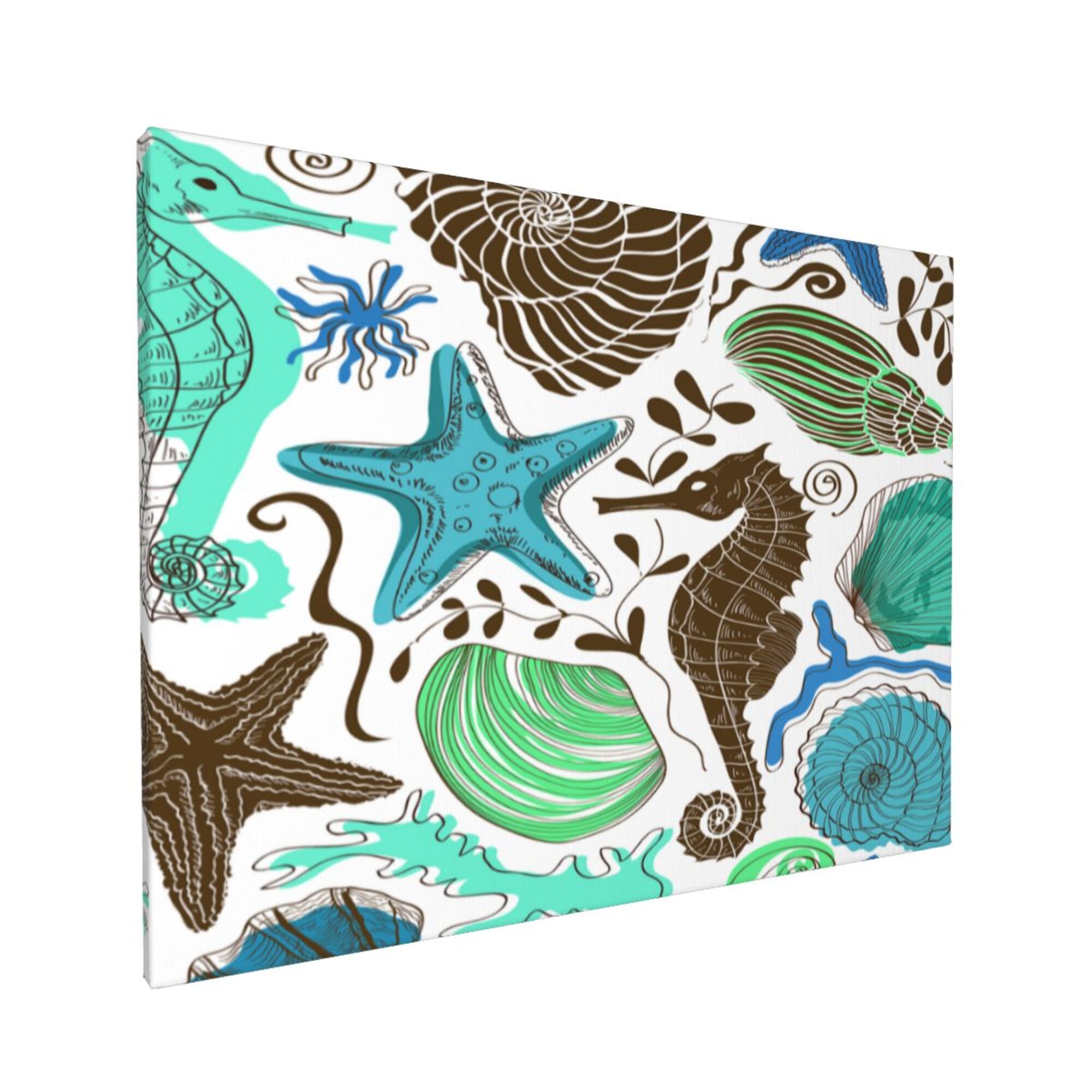 Decor Resist Seamless Pattern Of Sea Animals Wall Decor Bathroom Canvas ...