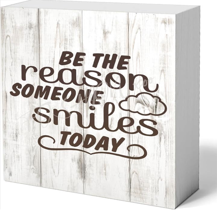 Decor Sign Be The Reason Someone Smiles Today Wooden Box Sign Farmhouse ...