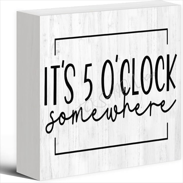 Decor Sign It'S Five O'Clock Somewhere Sign Wood Box Sign Rustic Wooden ...