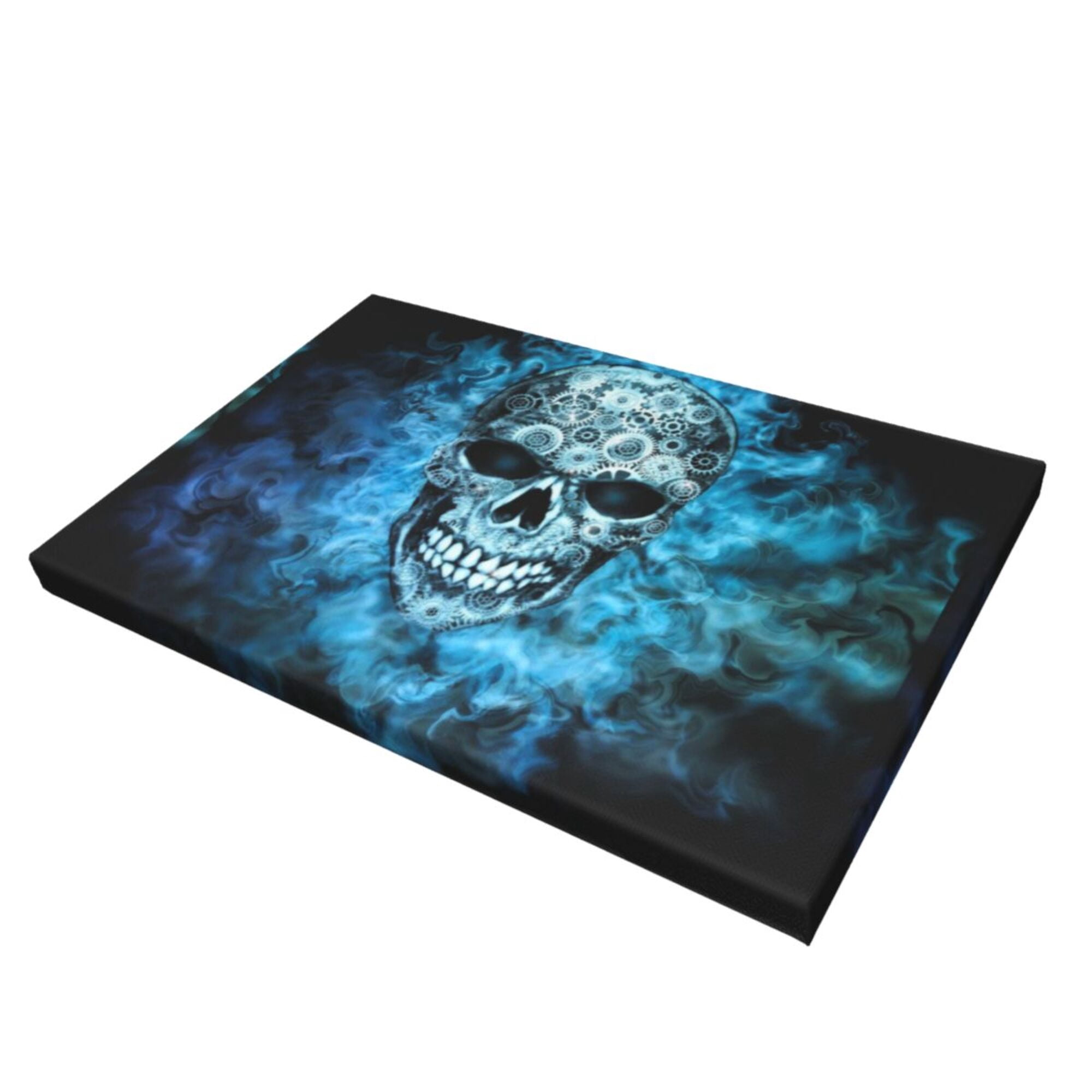 Decor Skull Blue Flaming Wall Decor Bathroom Canvas Painting Modern ...