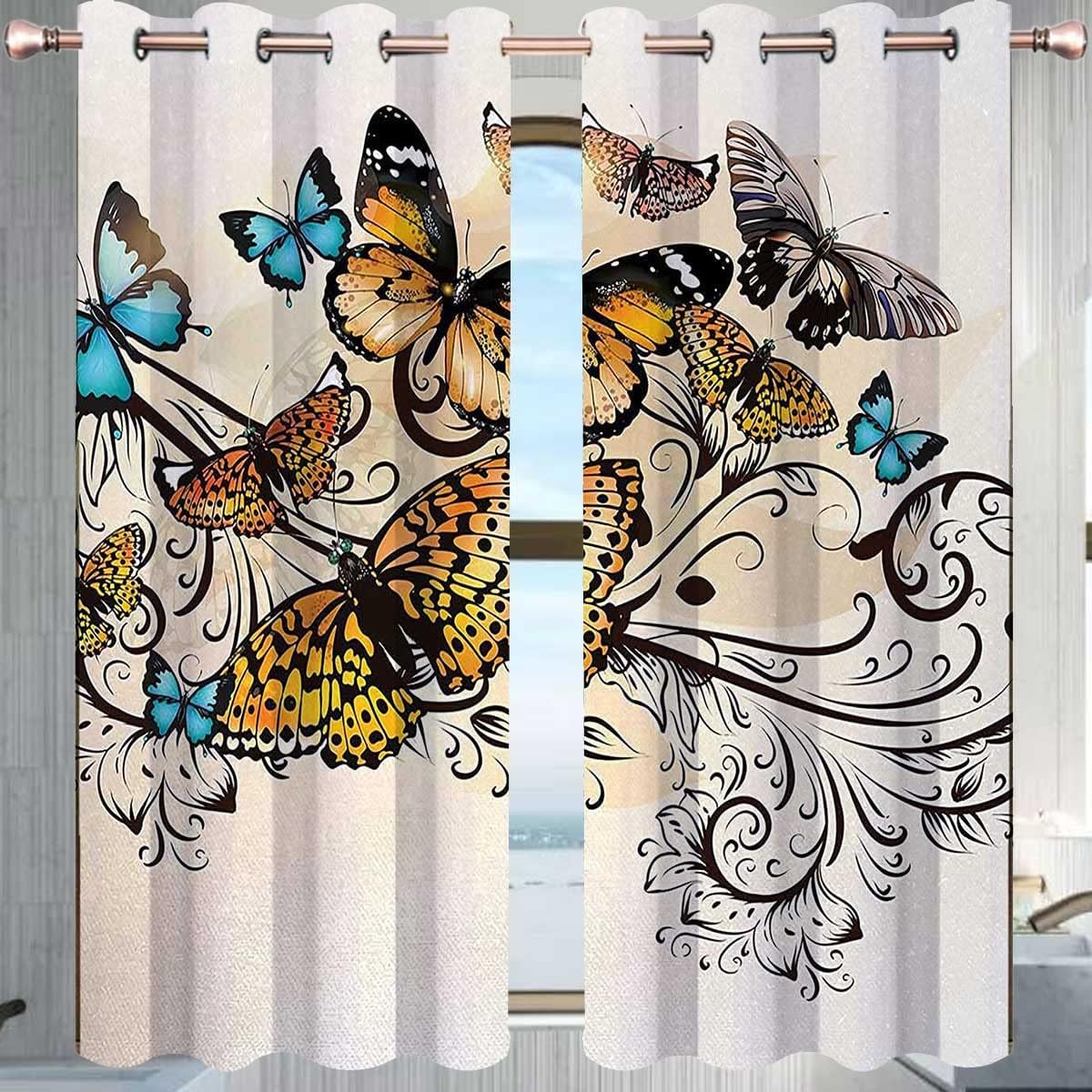 Decor Sliding Glass Door Curtain 2 Panels Green White and Brown Wall ...