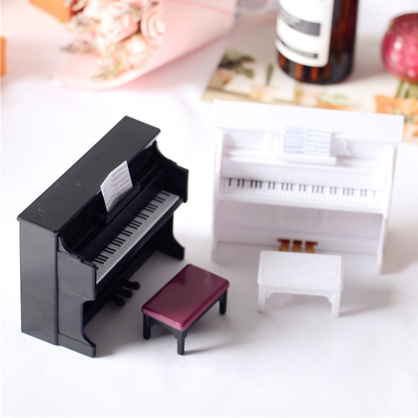 Decor Store 3Pcs/Set Creative Mini Grand Piano Miniature Piano with ...