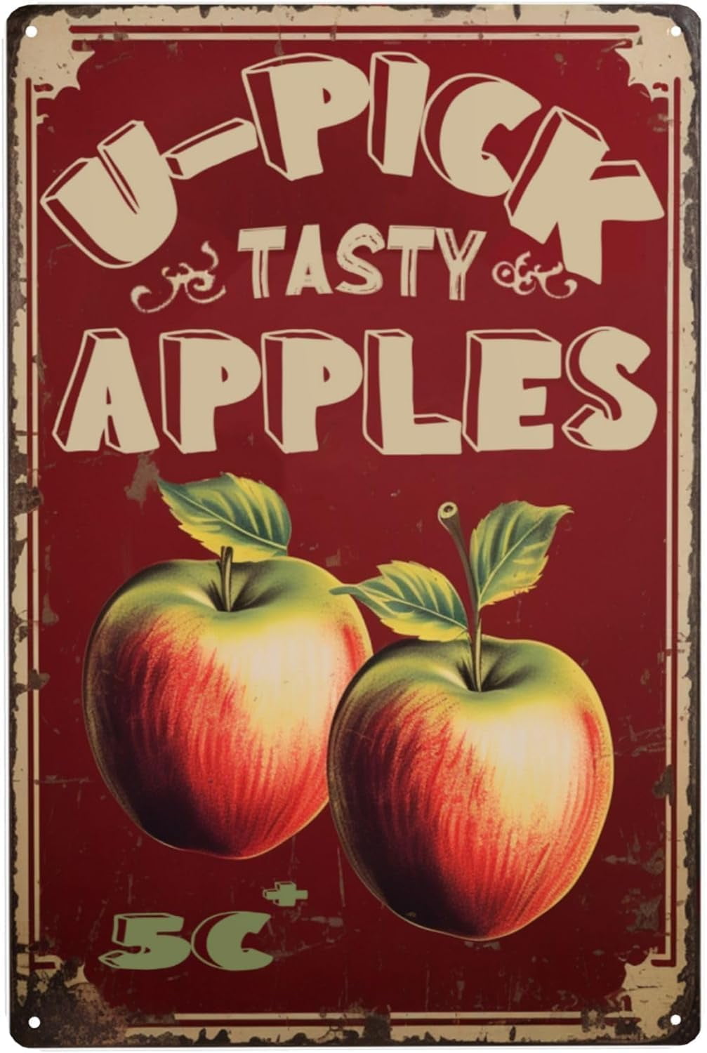 Decor Tasty Apples 5 Cents' Retro Vintage Metal Tin Bar Sign ...