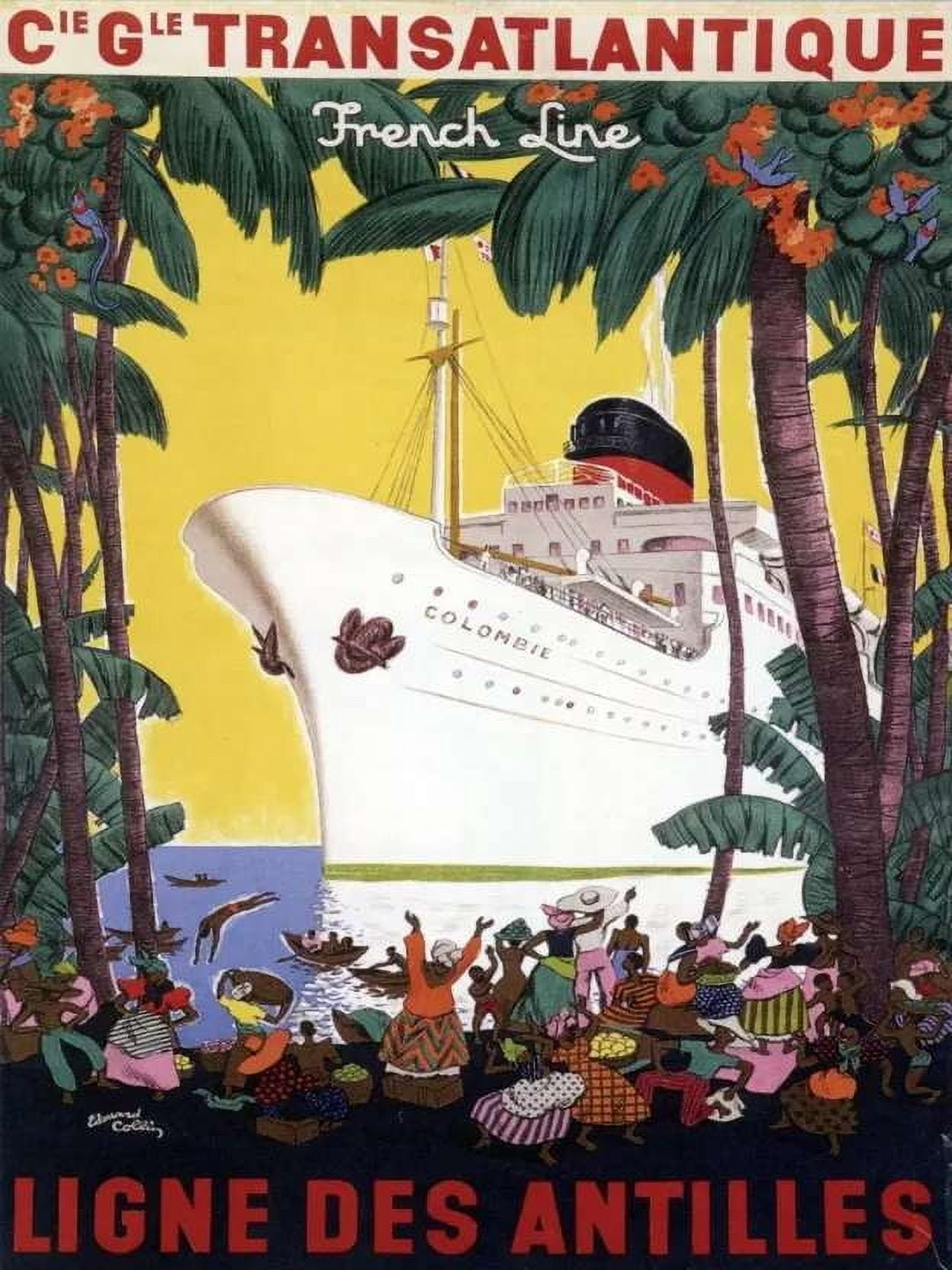 Decor Transatlantic French Line Travel Poster. Graphic Design. Wall Art ...