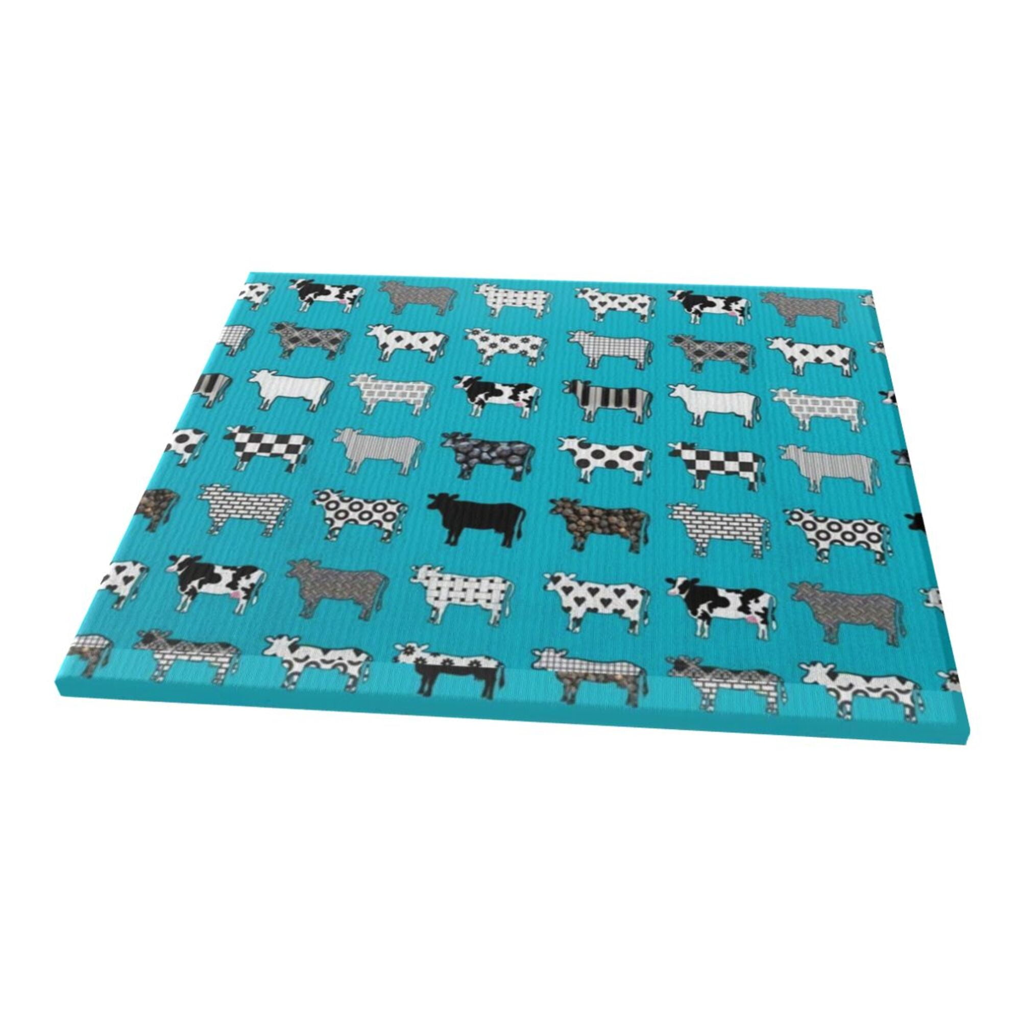 Decor Turquoise Cow Wall Decor Bathroom Canvas Painting Modern ...