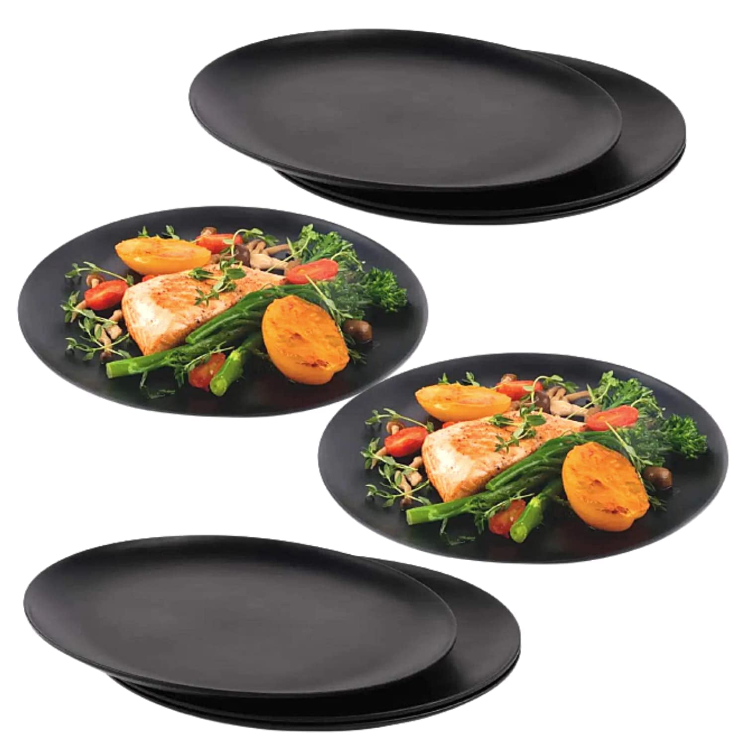 Decor VibesMelamine Black Dinner Plates Kitchen Plates Modern Dinner ...