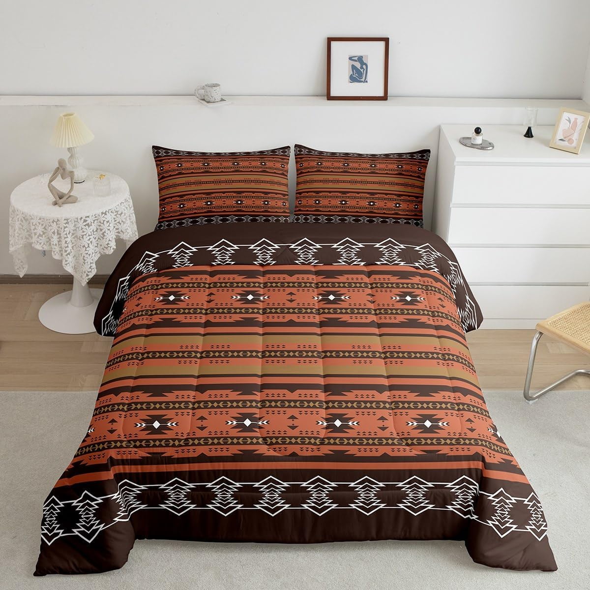 Decor,Vintage Exotic Indian Geometry Comforter Set Boho Western Bedding ...