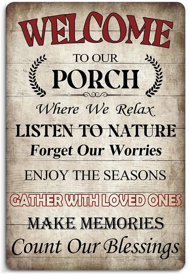 Decor Welcome to Our Porch Patio Farmhouse Porch Sign Spring 6x8 in Tin ...