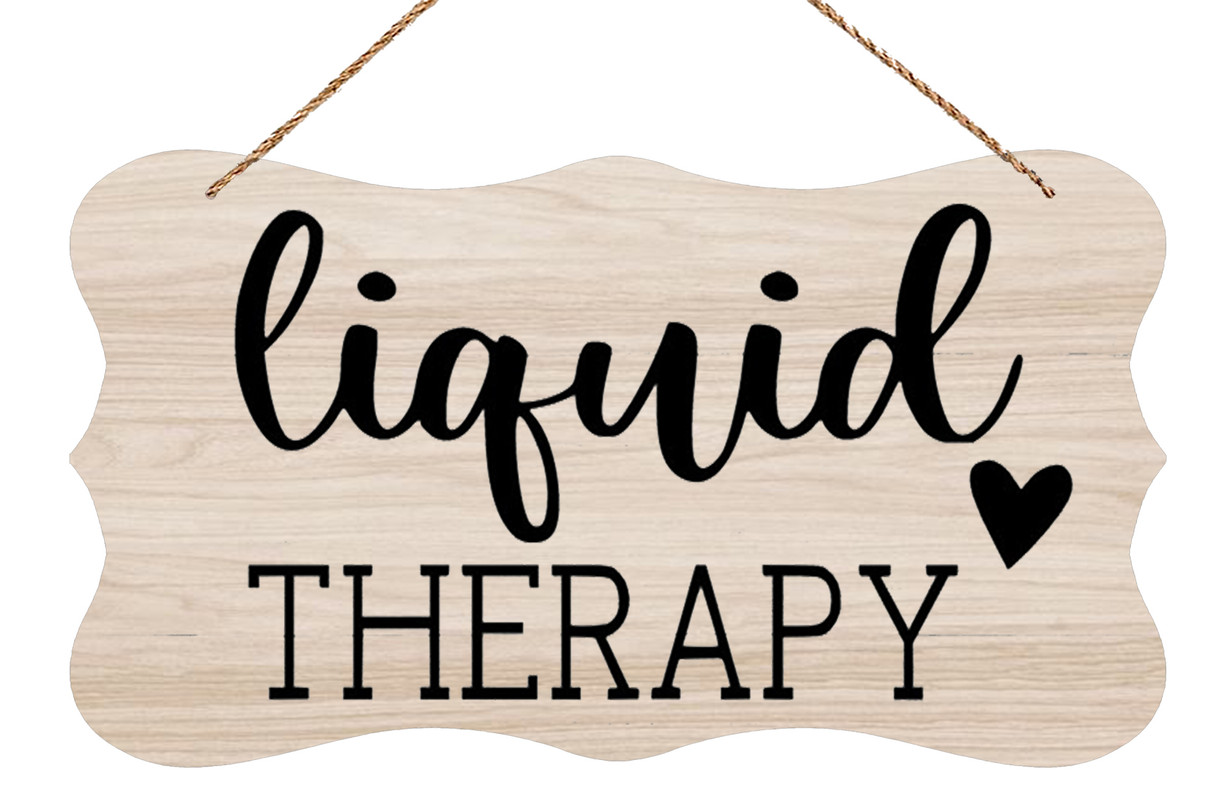 Decor Wooden Sign Liquid Therapy Wine Glass Wine Bottle Funny Wine ...