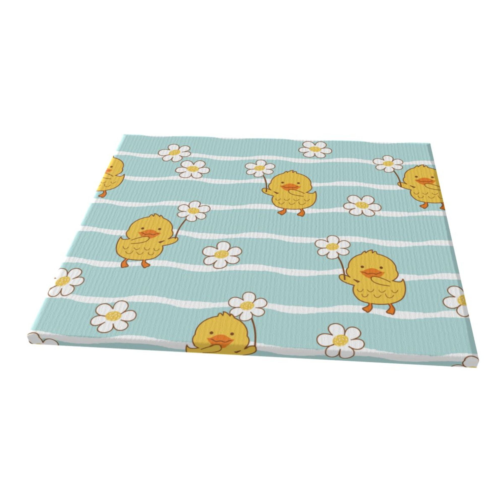 Decor Yellow Duck Flowers Wall Decor Bathroom Canvas Painting Modern ...