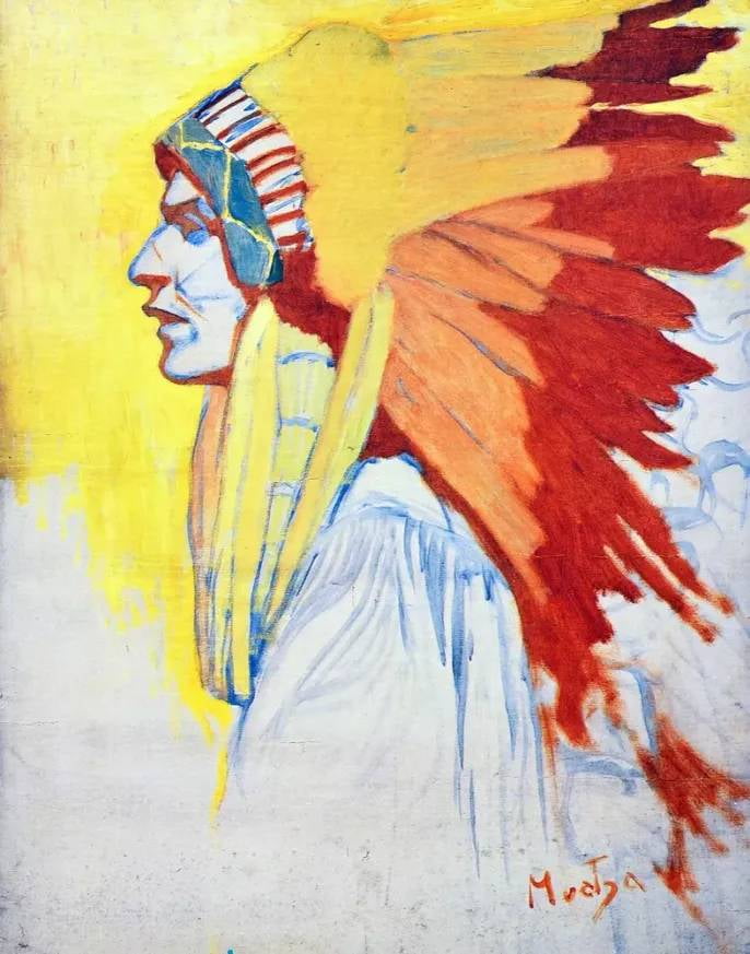 Decor poster.Interior design Art Nouveau.Mucha Apache drawing. 11 x 17 ...