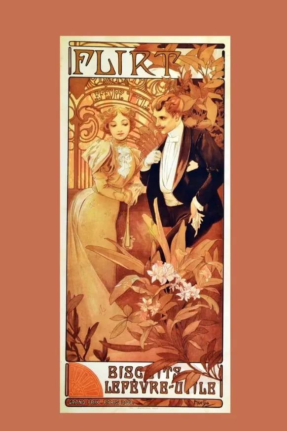 Decor poster.Interior design Art Nouveau.Mucha Fashion.French Flirt. 24 ...