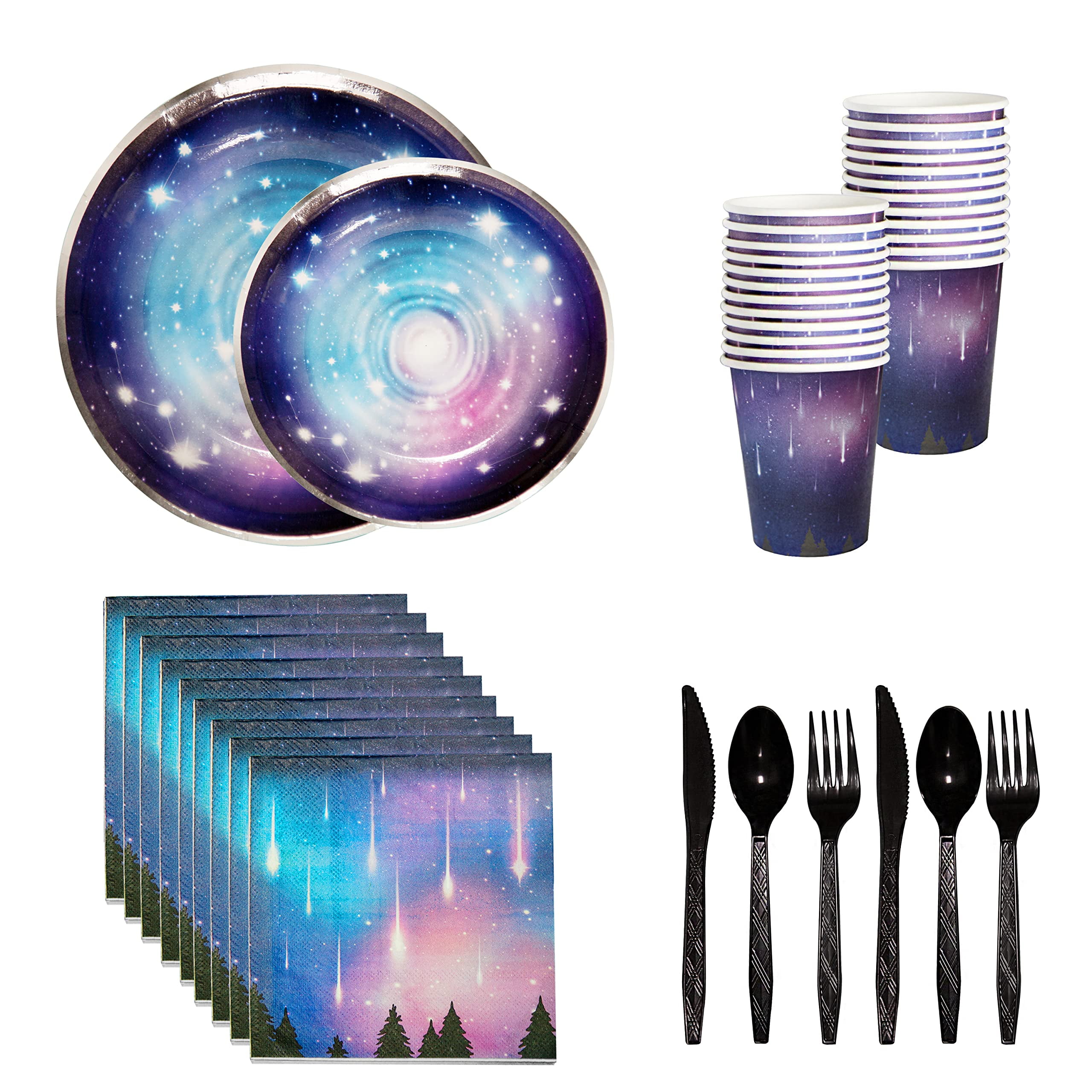 Decor365 24 SetsUMRT Galaxy Party Tableware Disposable Serveware Party ...