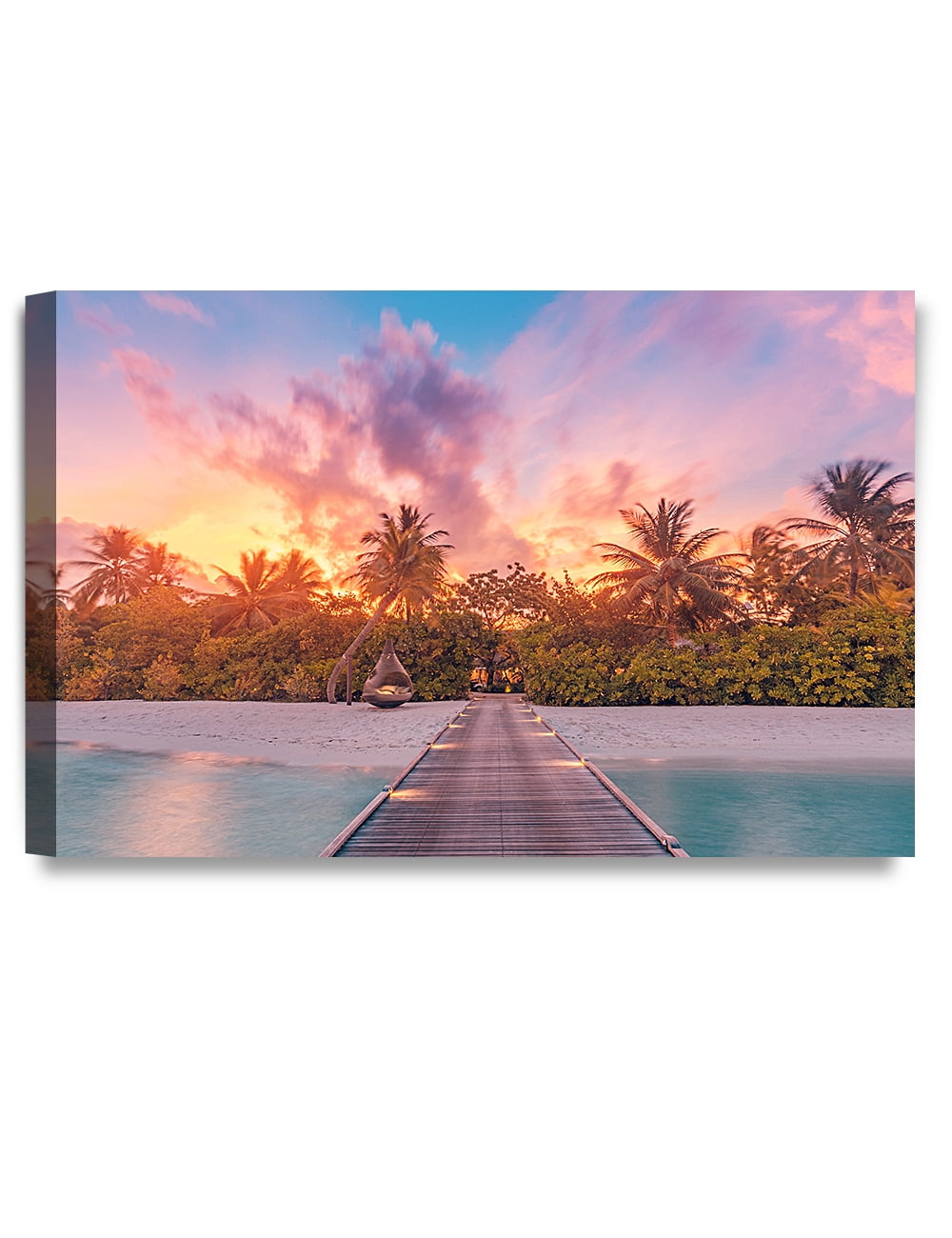 DecorArts - Maldives, Sunset over Beach. Giclee Canvas Prints for Wall ...