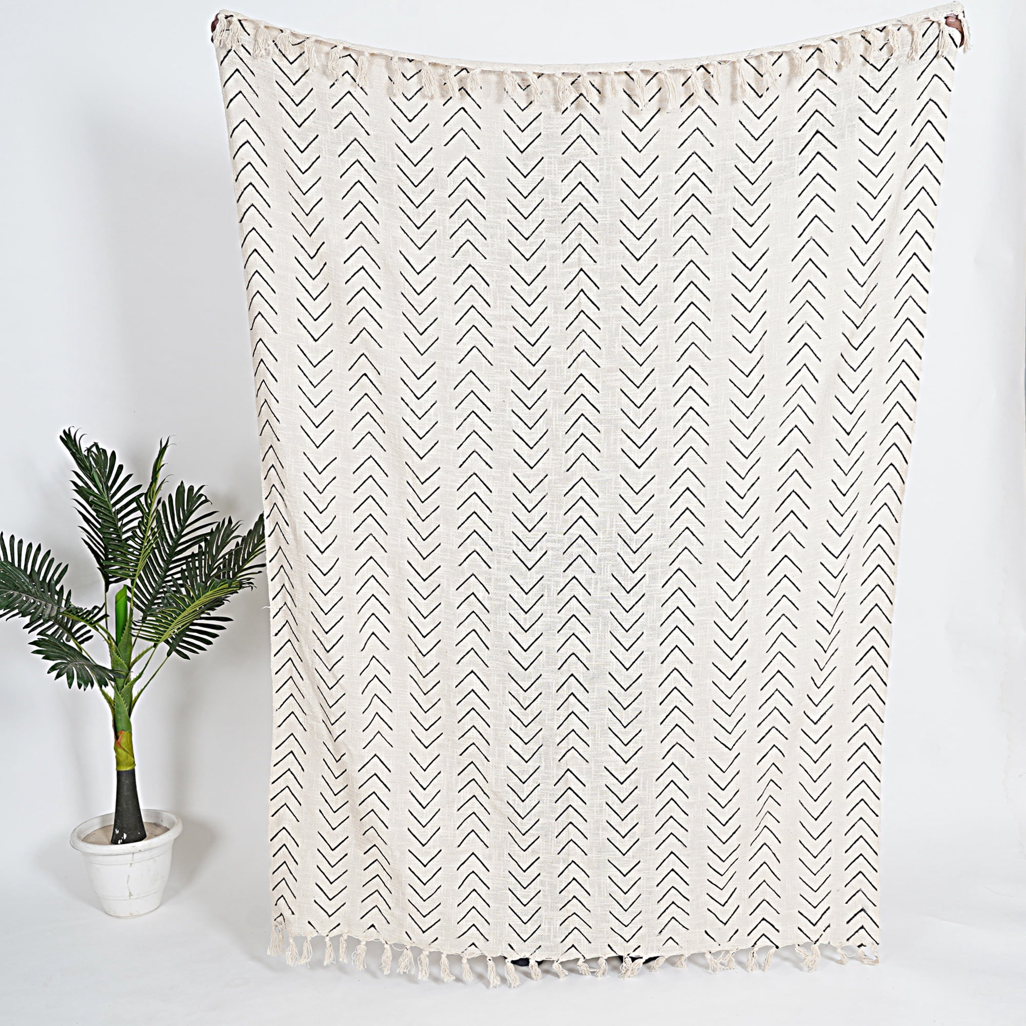 DecorAvenue Block Printed Mud Cloth Decorative Cotton Muslin Boho ...