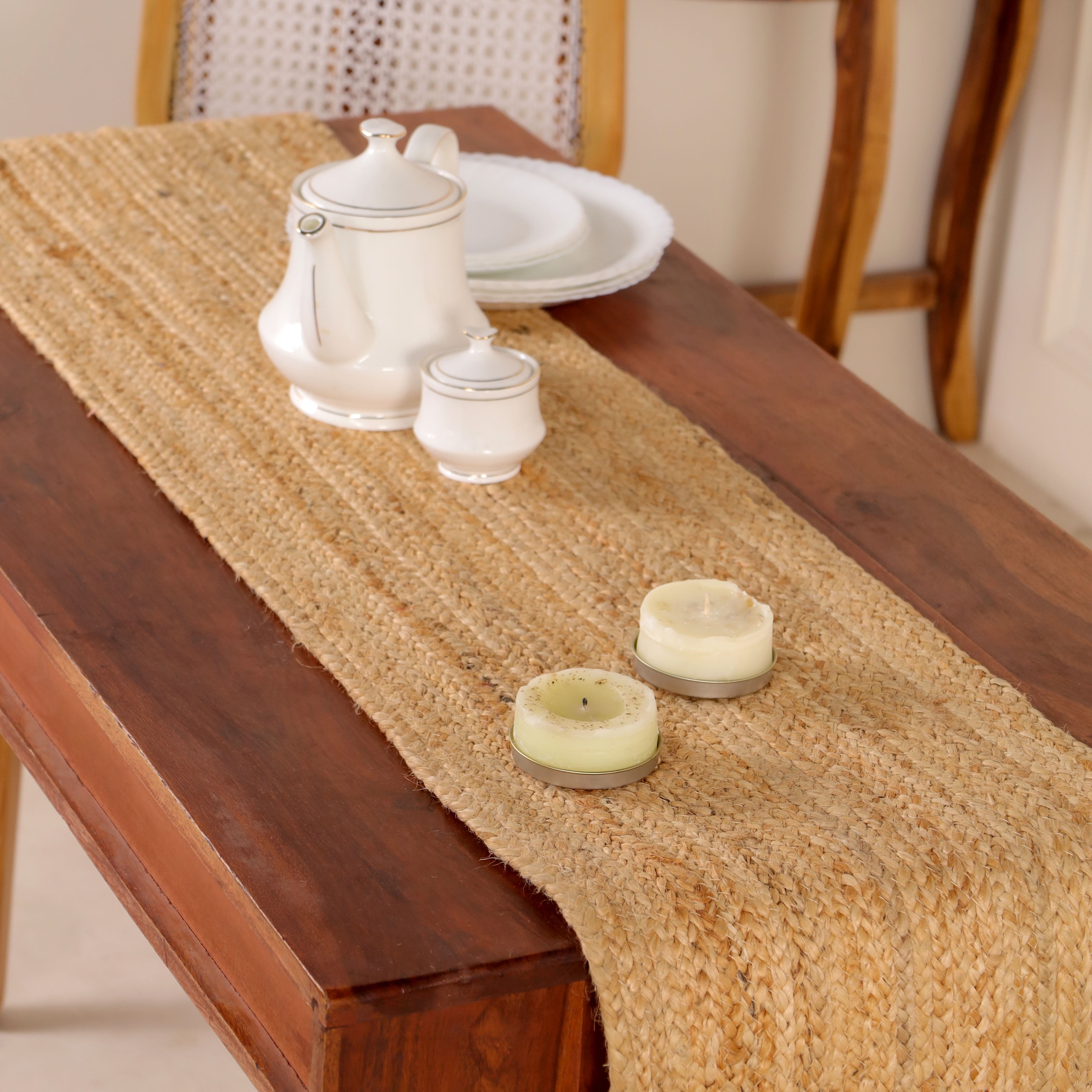 DecorAvenue Hand-Braided and Textured Natural Jute Table Runner Accent ...