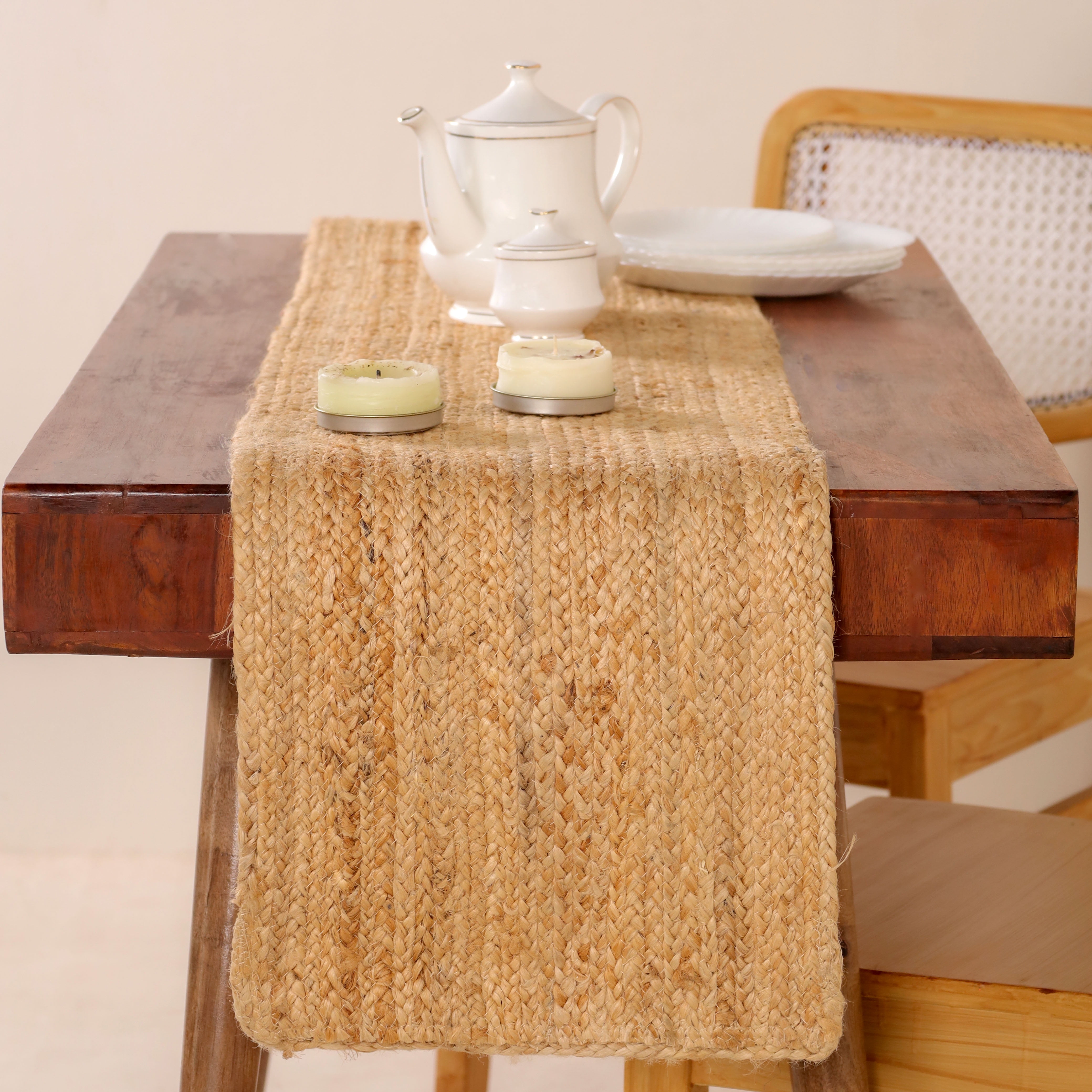DecorAvenue Hand-Braided and Textured Natural Jute Table Runner Accent ...