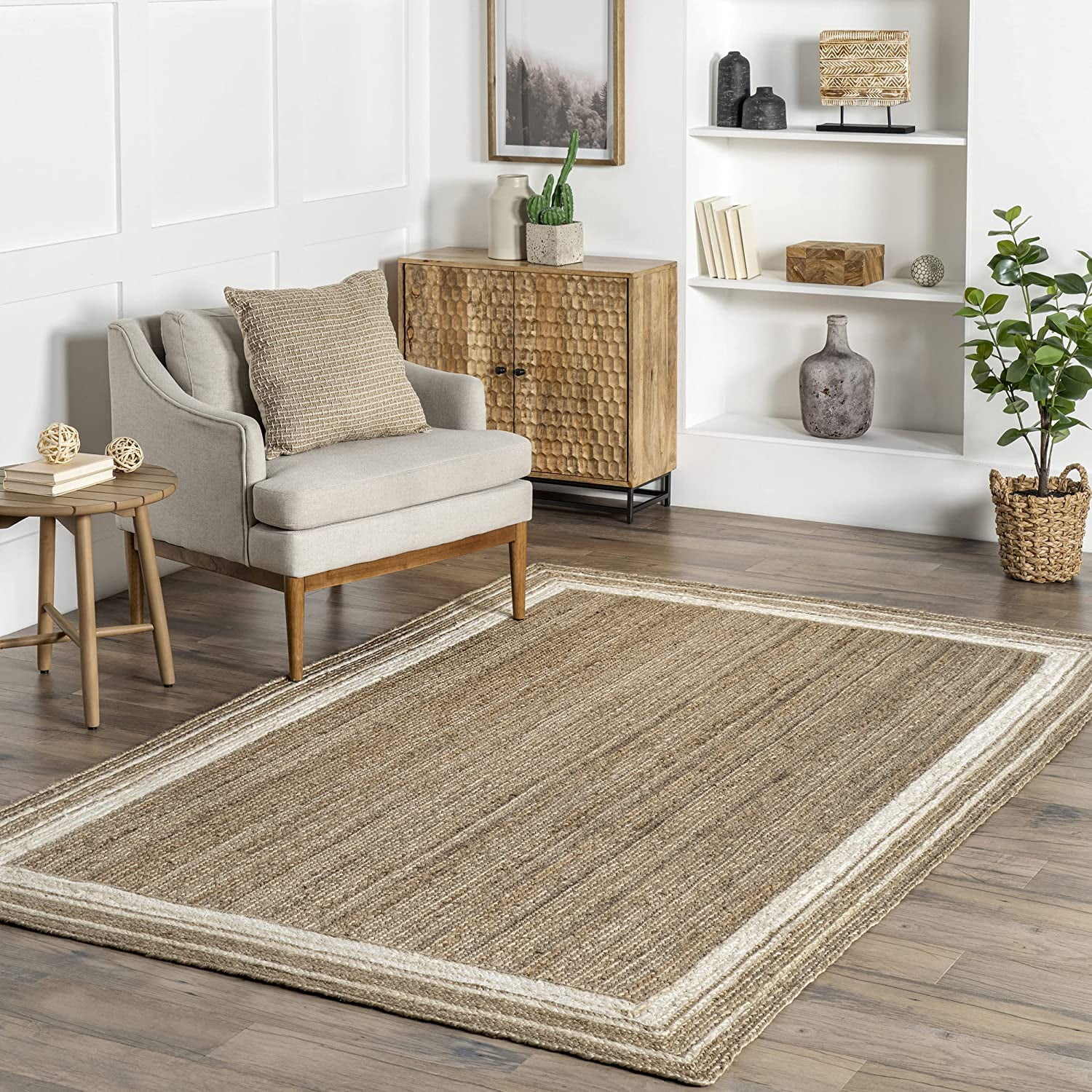 DecorAvenue Hand Woven Braided Farmhouse Jute Area Rug Beige Color ...