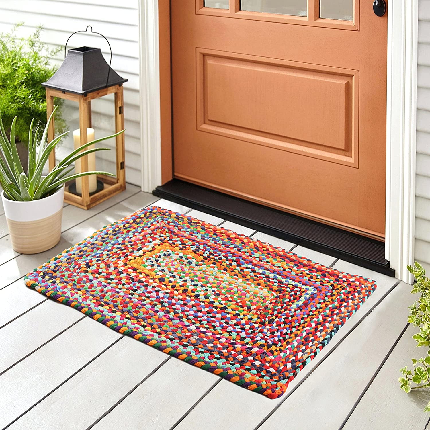 DecorAvenue Hand Woven Braided Farmhouse Jute Area Rug Beige Multi ...