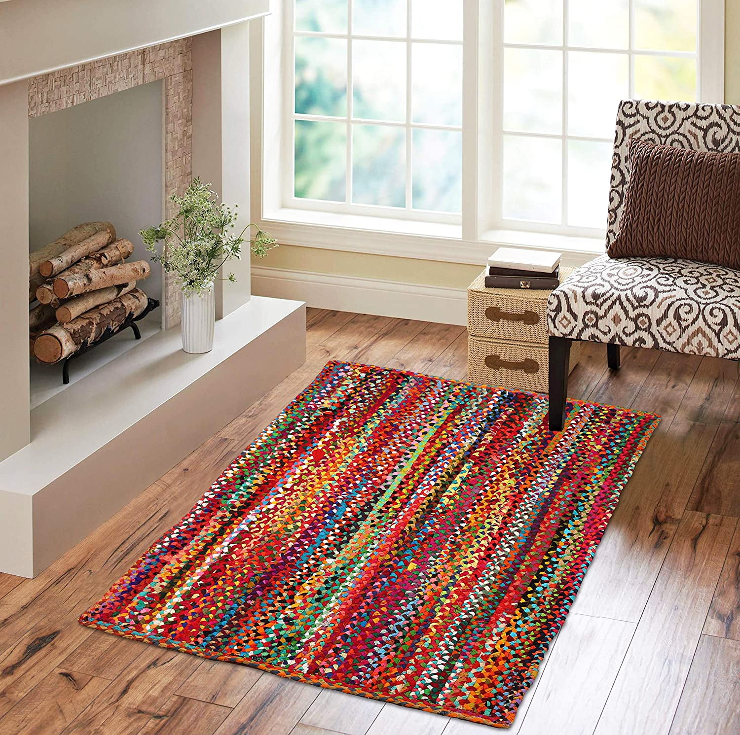 DecorAvenue Hand Woven Braided Farmhouse Jute Area Rug Beige Multi ...