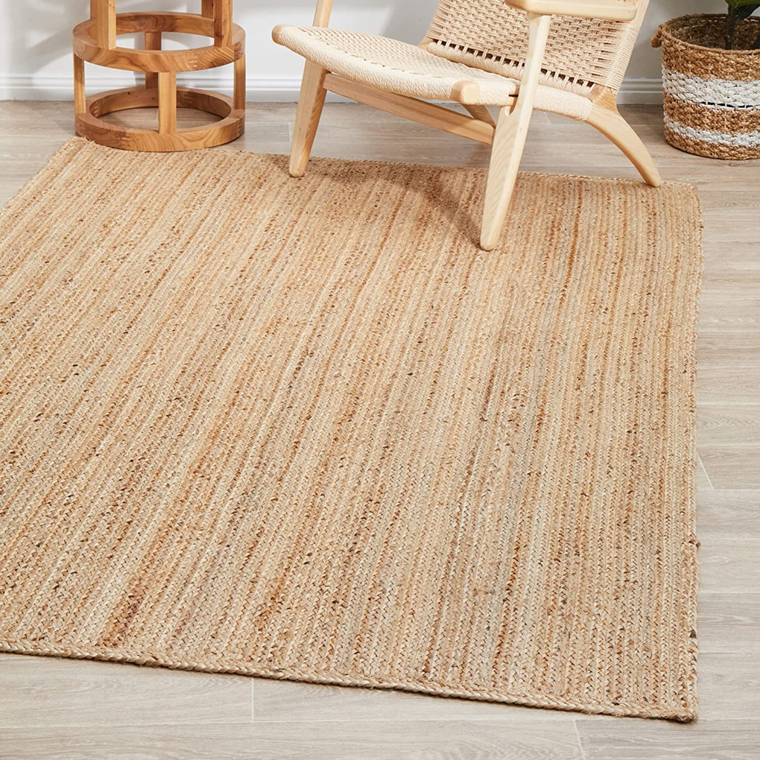 DecorAvenue Hand Woven Braided Farmhouse Jute Area Rug Beige Natural ...