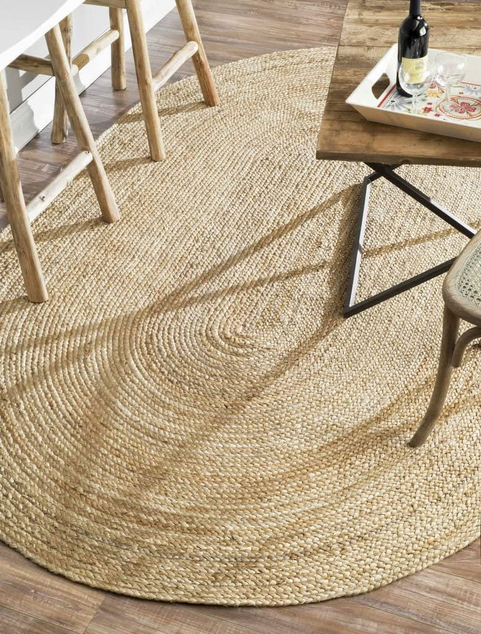 DecorAvenue Hand Woven Braided Farmhouse Jute Area Rug Beige Natural ...