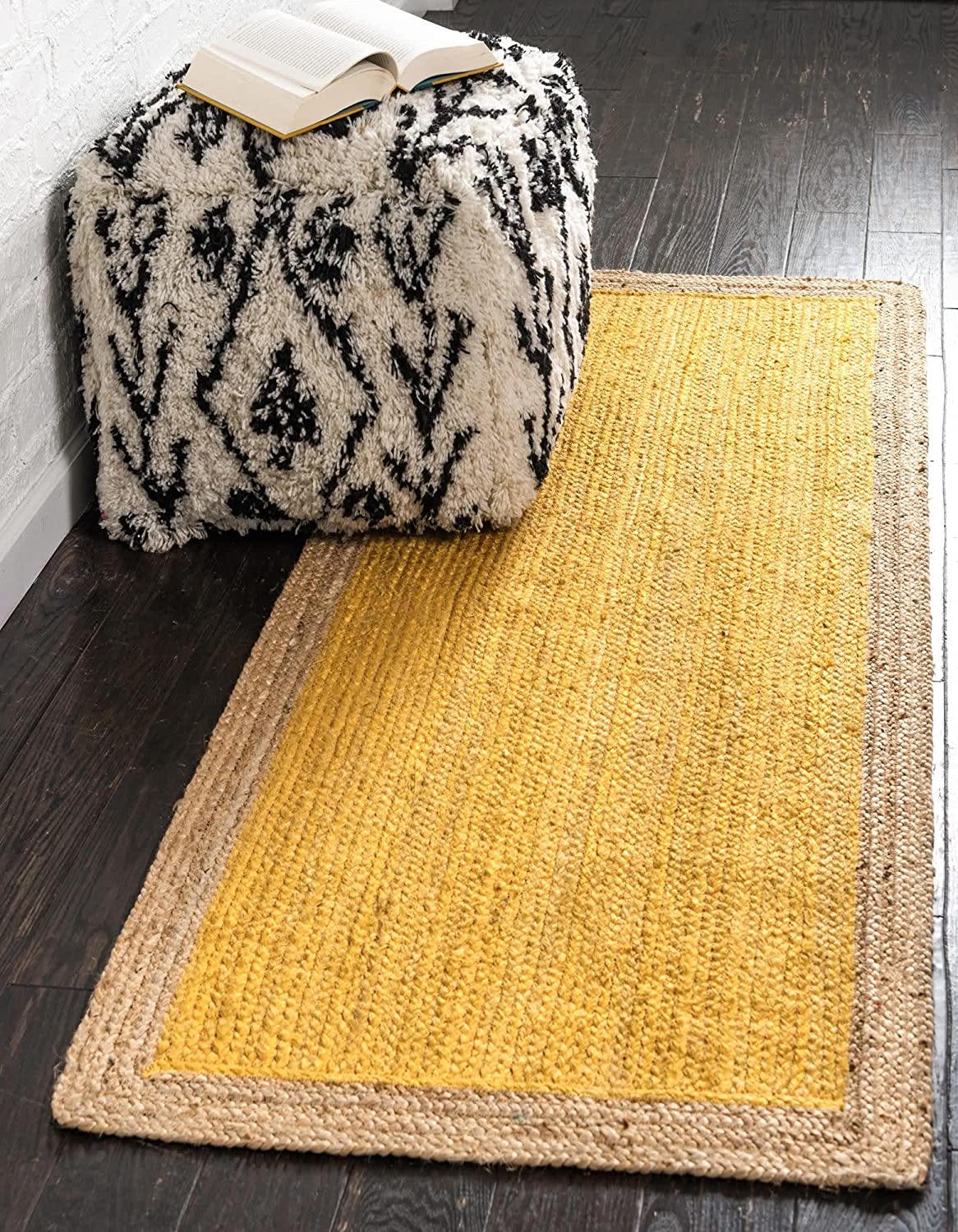 DecorAvenue Hand Woven Braided Farmhouse Jute Area Rug Beige Yellow ...