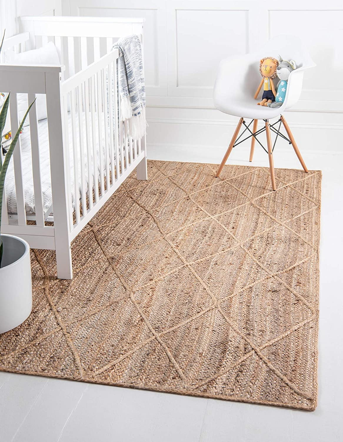 DecorAvenue Hand Woven Braided Farmhouse Jute Area Rug Natural Beige ...