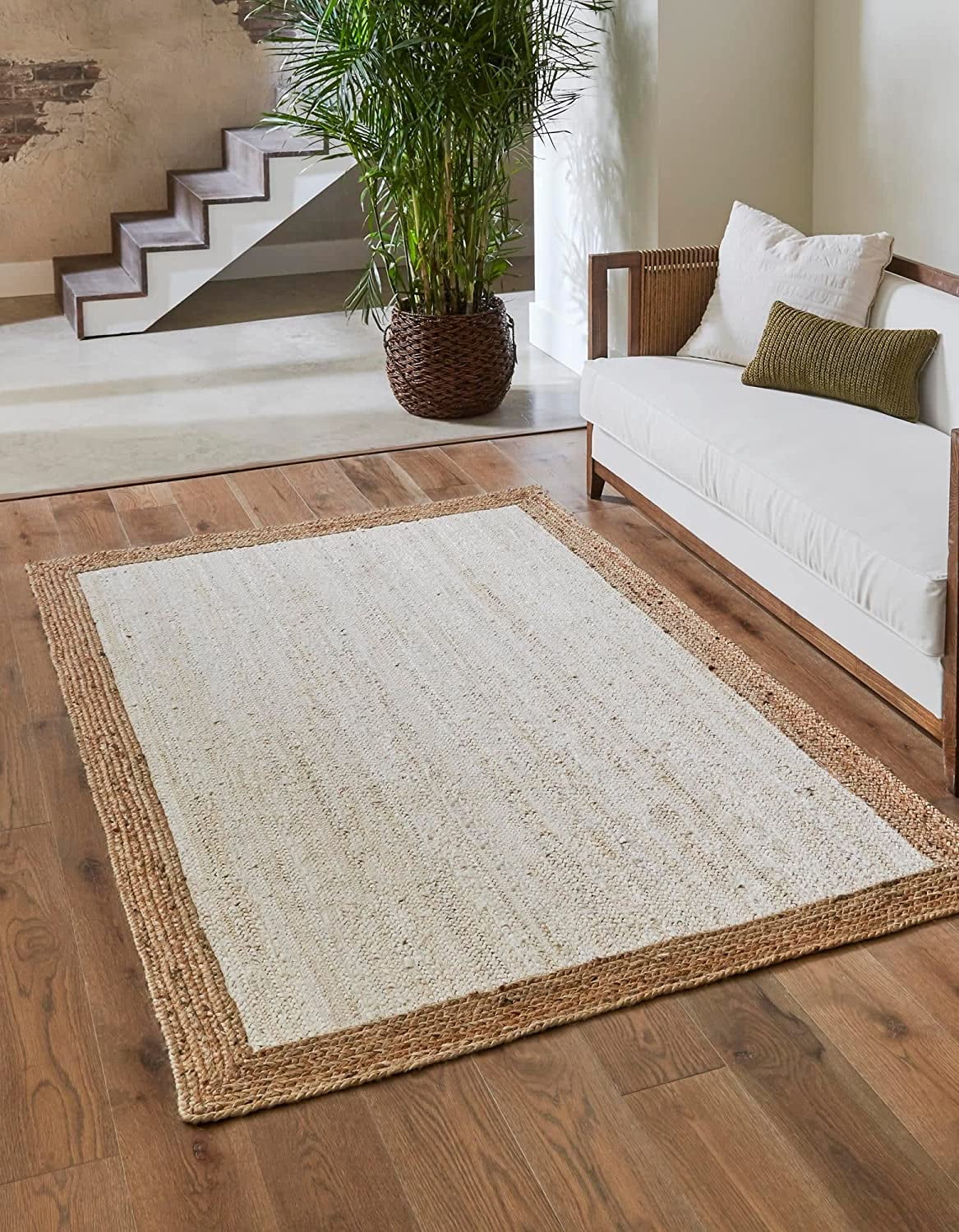 DecorAvenue Hand Woven Braided Farmhouse Jute Area Rug Off White Color ...