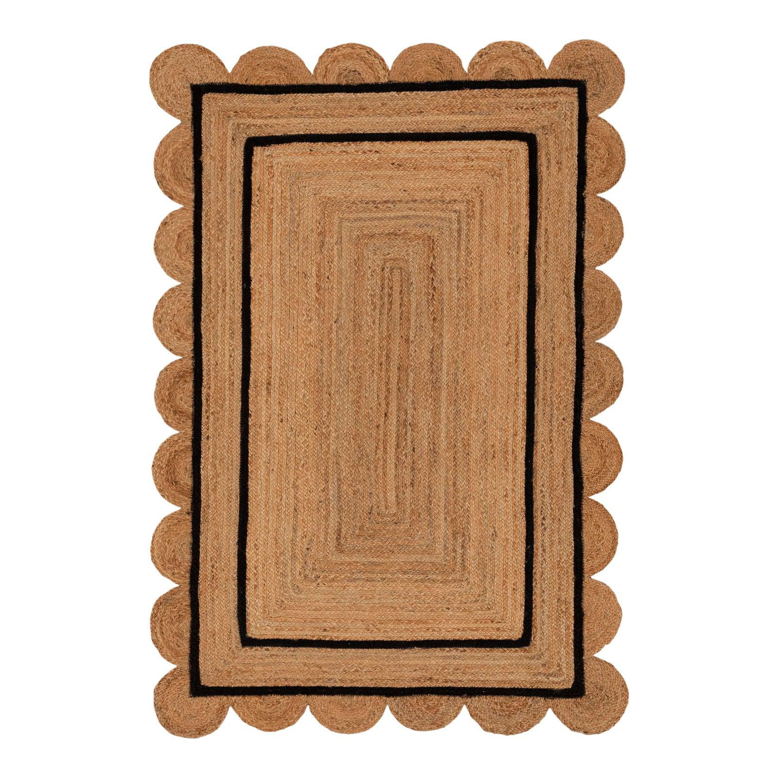 DecorAvenue Hand Woven Braided Farmhouse Scalloped Jute Area Rug ...