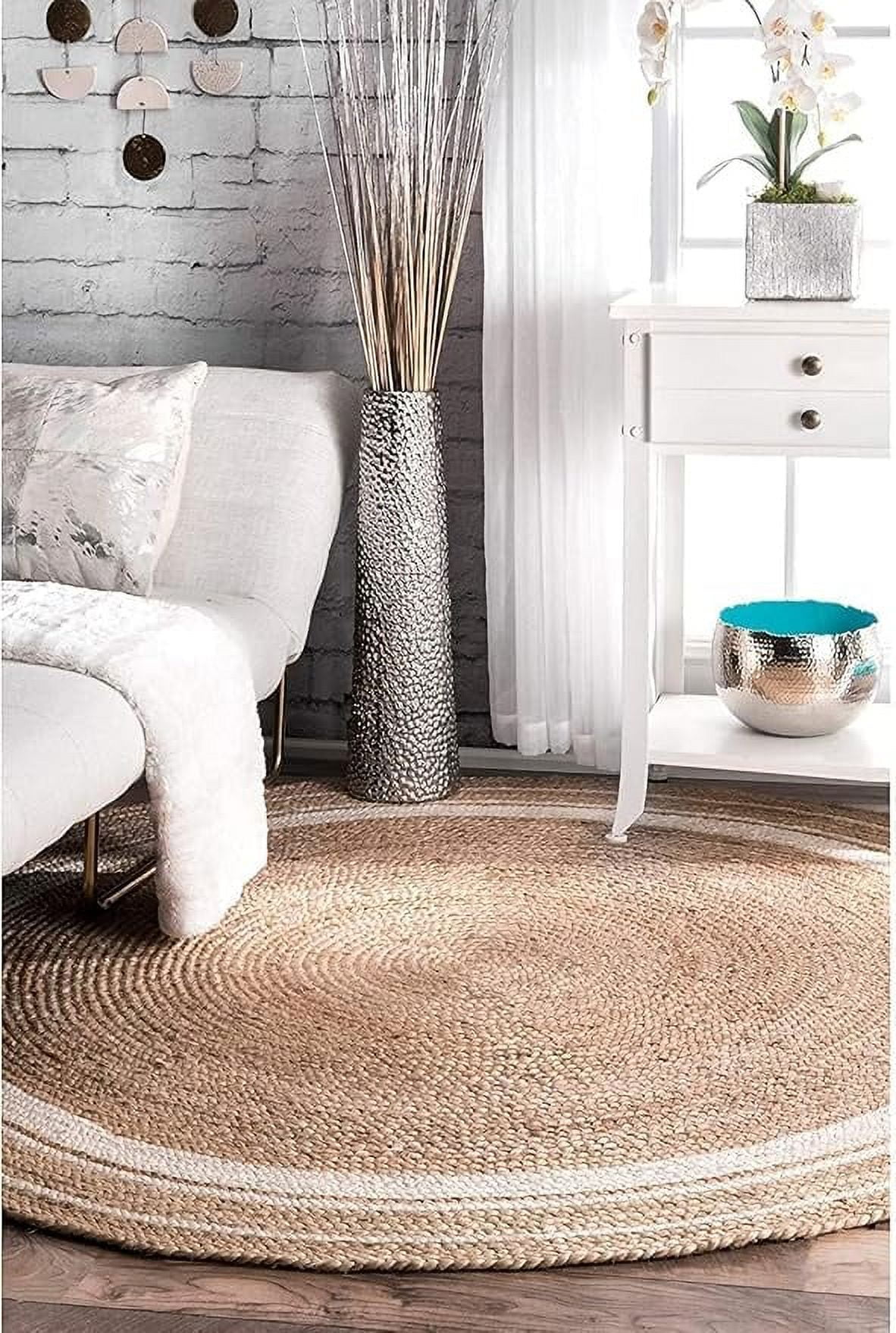 DecorAvenue Natural Hand Braided Farmhouse Jute Area Rug Modern Indoor ...