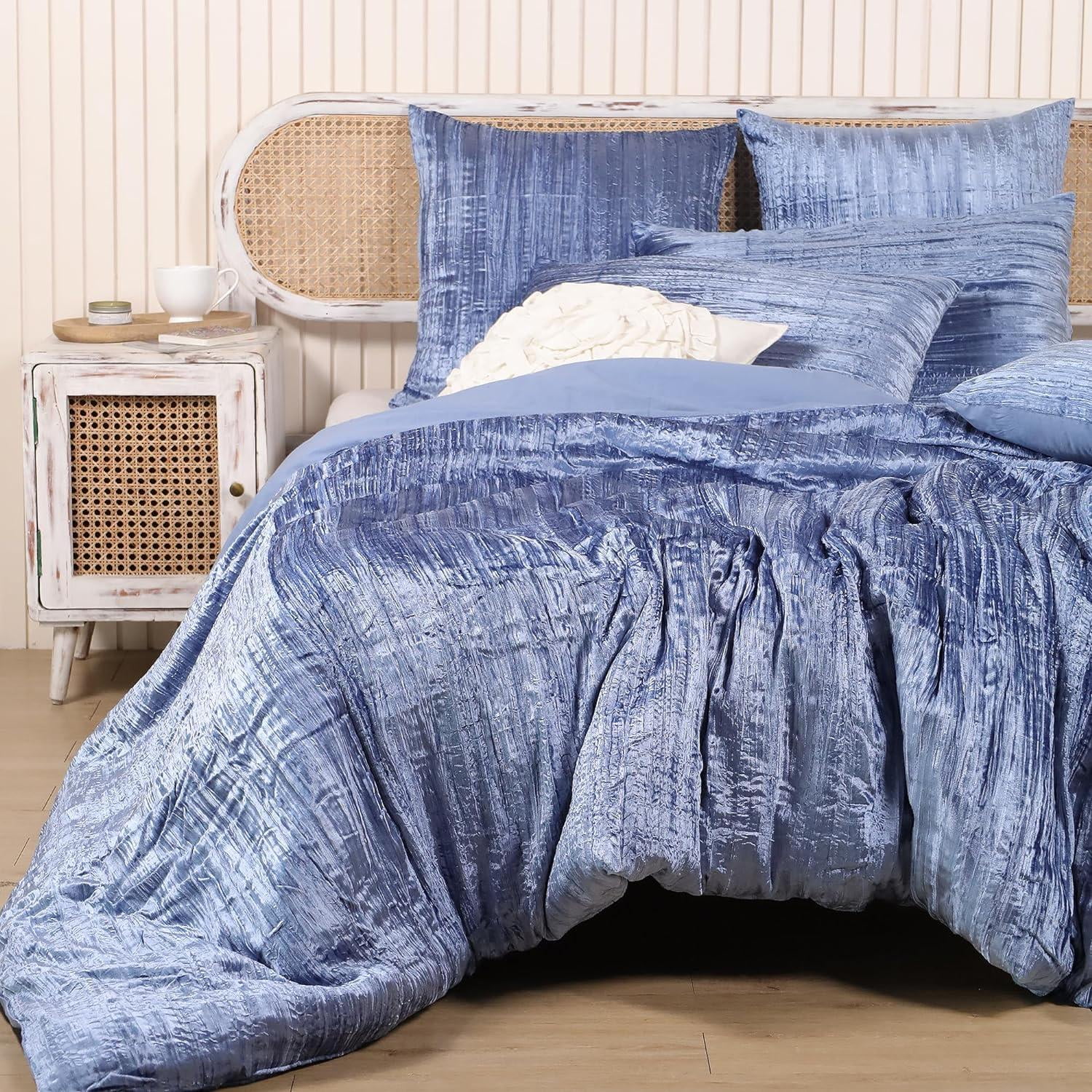 DecorAvenue Ultra-Luxe Crushed Velvet Pillow Shams Covers Set of 2 No ...