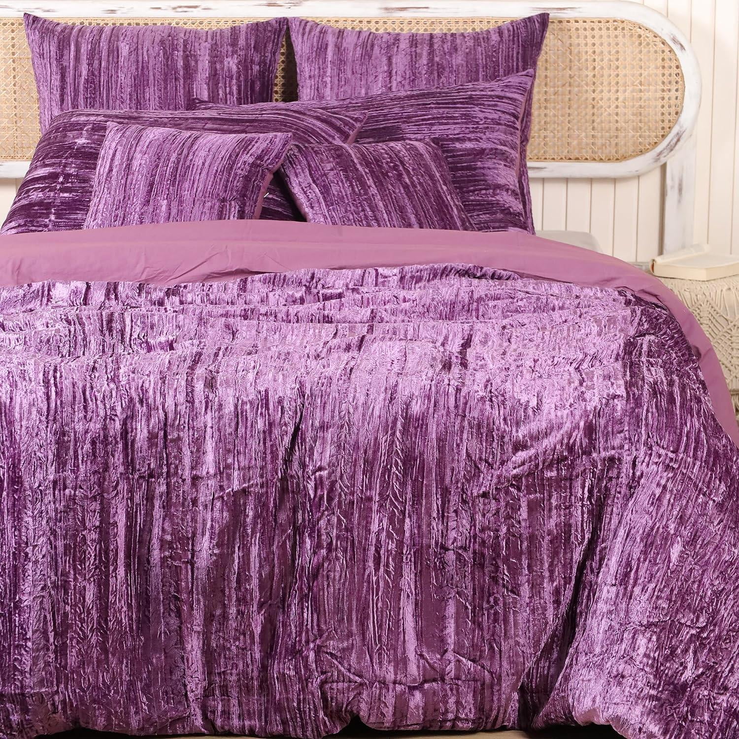 DecorAvenue Ultra-Luxe Crushed Velvet Pillow Shams Covers Set of 2 No ...
