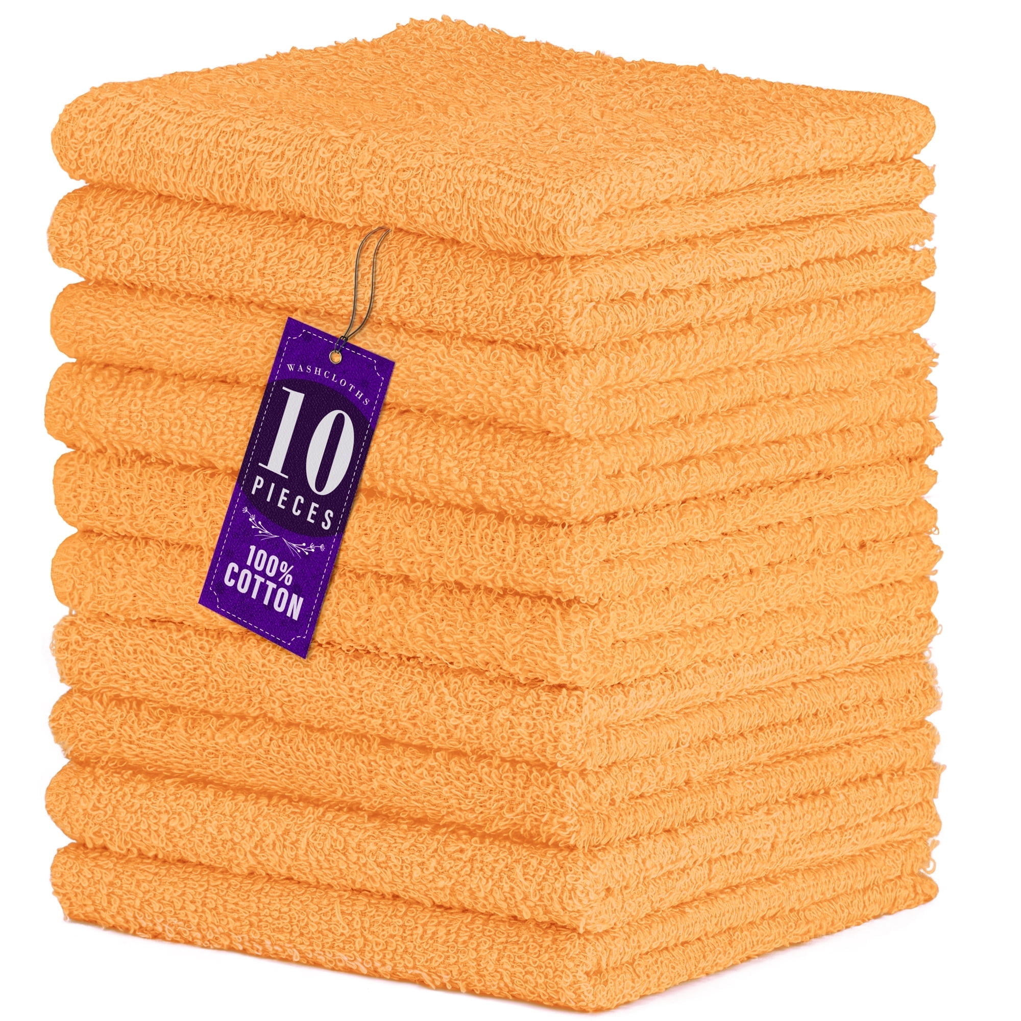 DecorRack 10 Pack 100% Cotton Washcloths, Absorbent 12 x 12" Soft ...