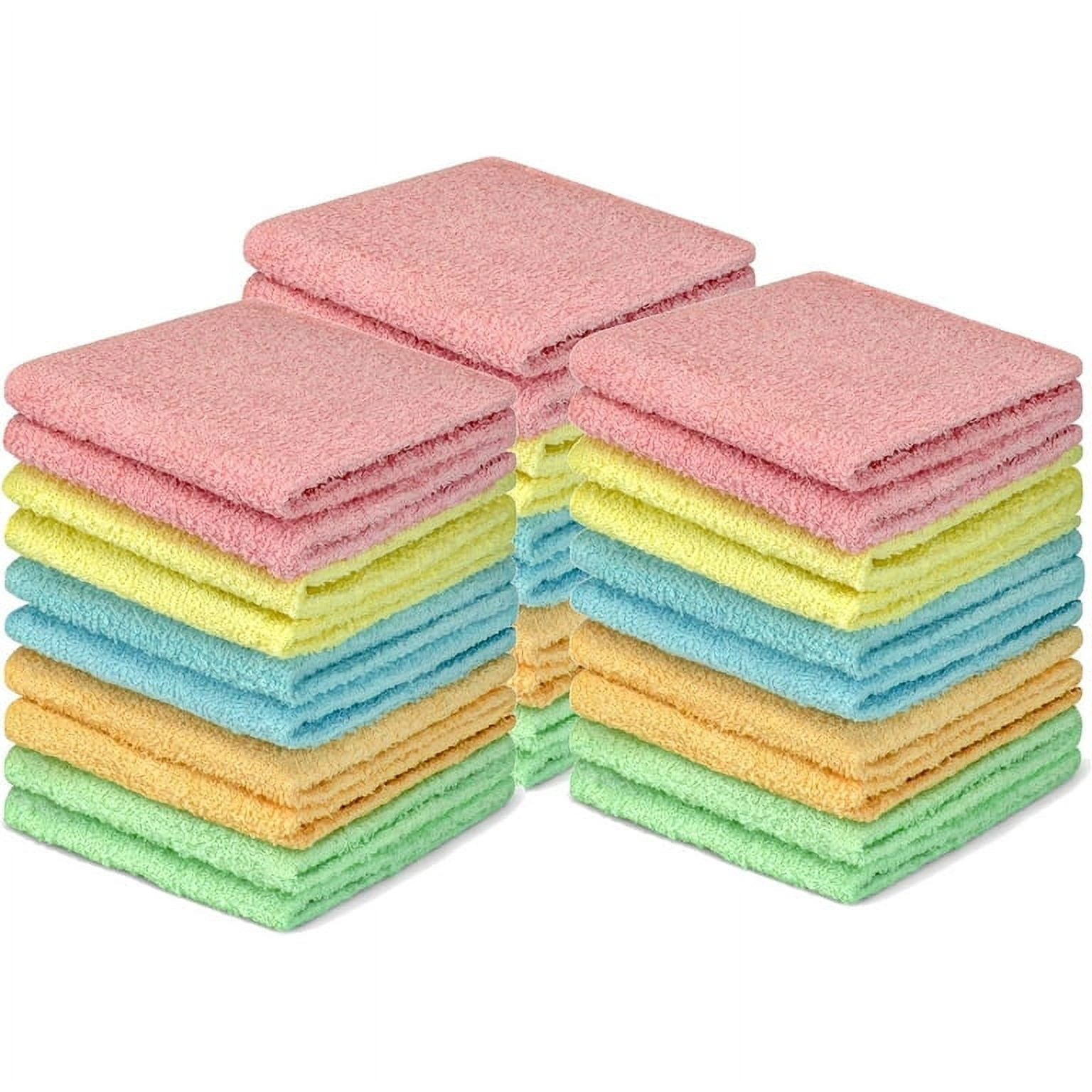 DecorRack 100% Cotton Wash Cloth, 12 x 12 inch, Pastel Colors (30 Pack ...