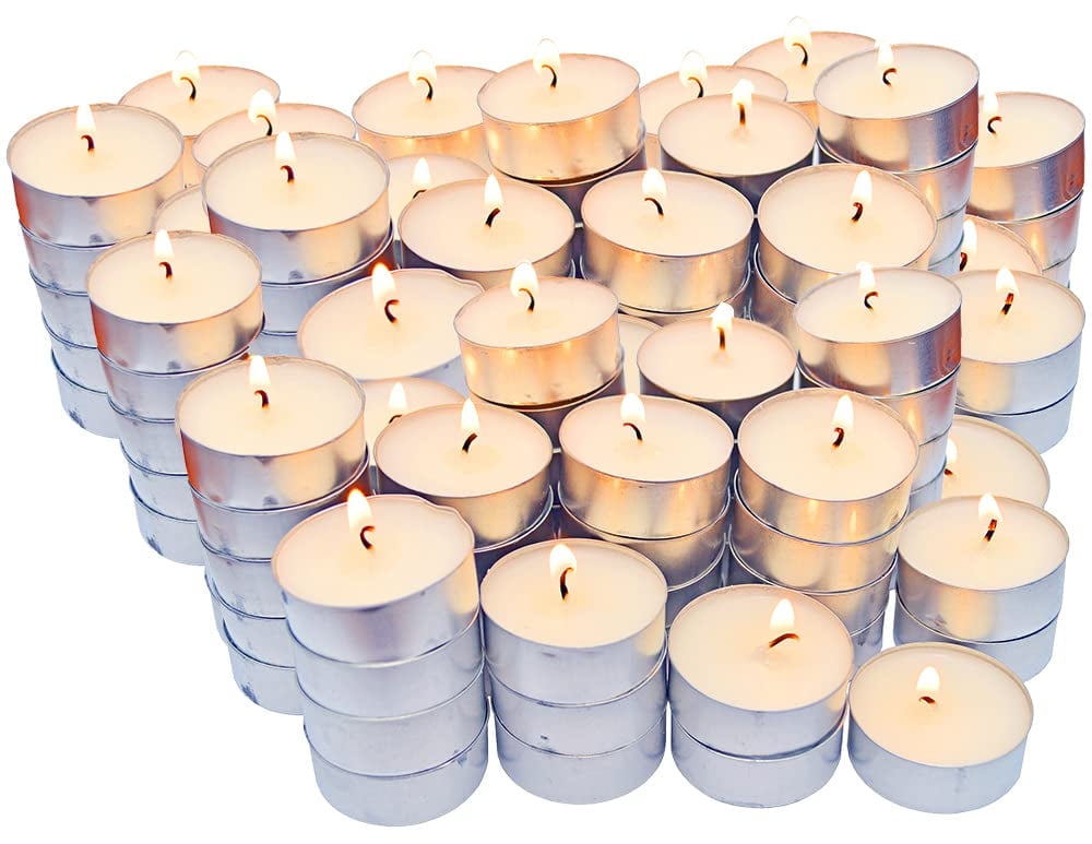 DecorRack 100 Long Last Burn, Bulk Unscented Dripless Tealight Candles ...