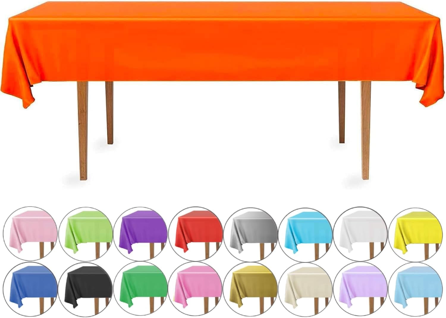 DecorRack 12 Plastic Tablecloths, 54 x 108 inch, Rectangular, Orange ...