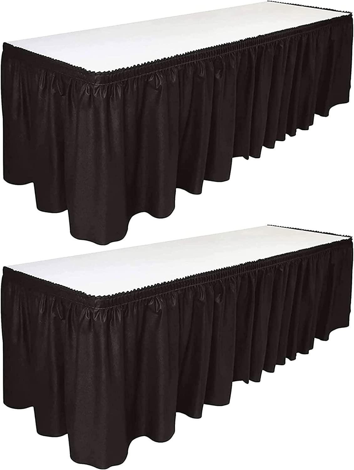 DecorRack 2 Pack Plastic Table Skirts, 29 in x 14 ft Each, Black ...