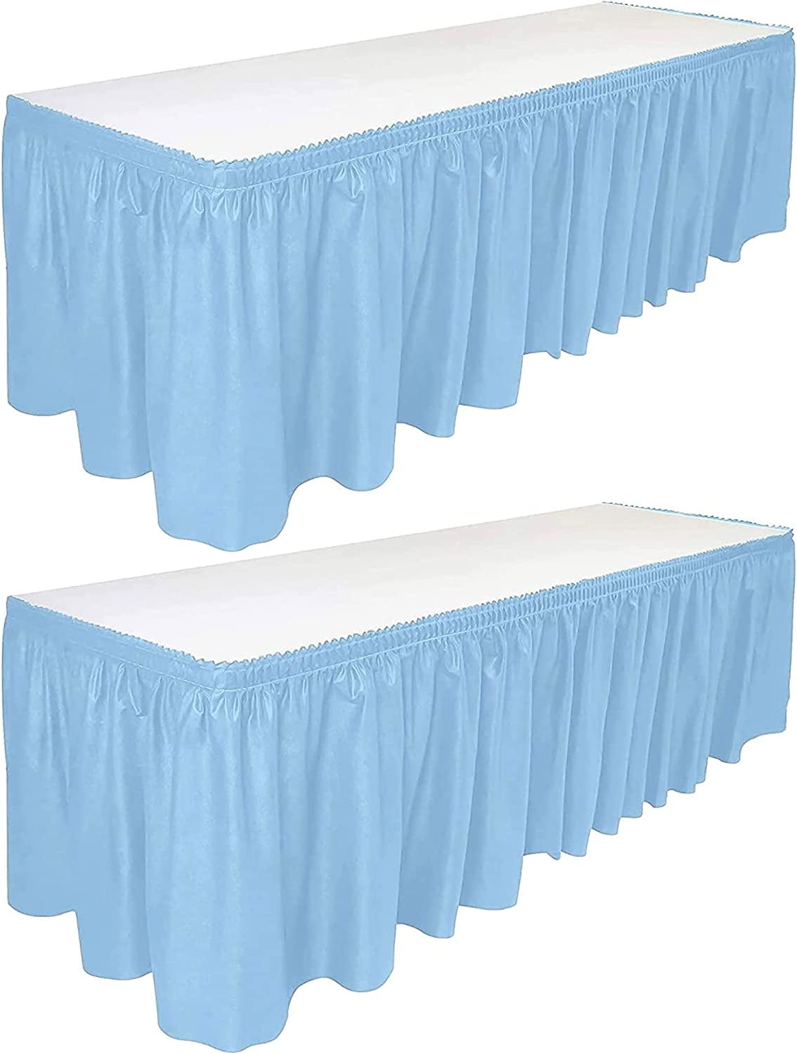 DecorRack 2 Pack Plastic Table Skirts, 29 in x 14 ft Each, Light Blue ...