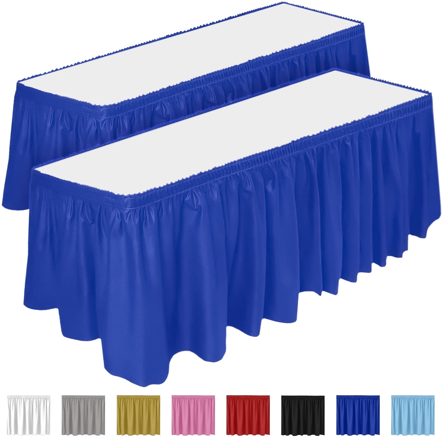 DecorRack 2 Pack Plastic Table Skirts, 29 in x 14 ft Each, Royal Blue ...
