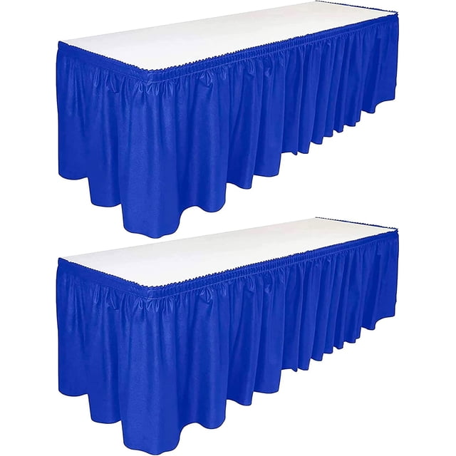 DecorRack 2 Pack Plastic Table Skirts, 29 in x 14 ft Each, Royal Blue ...