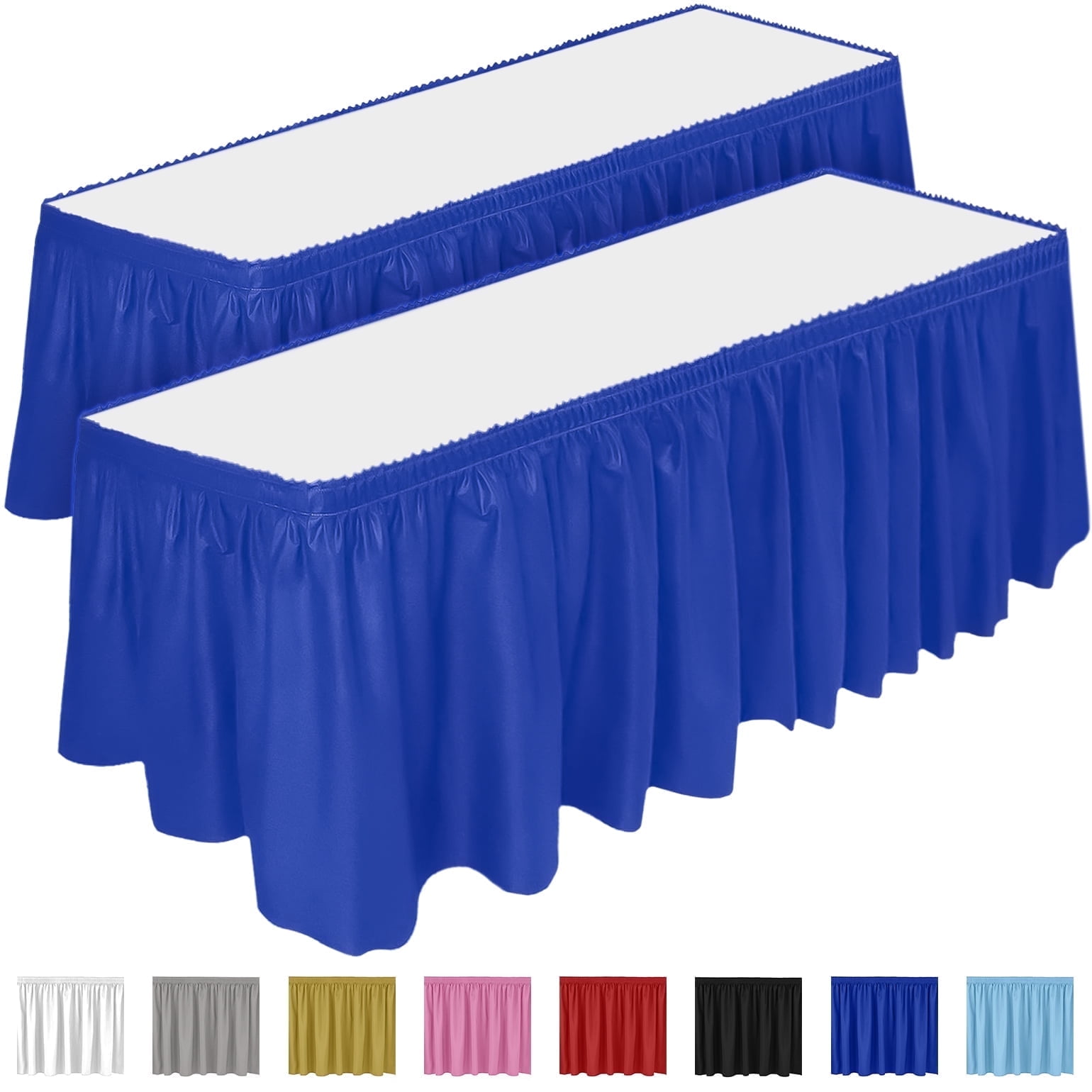 DecorRack 2 Pack Plastic Table Skirts, 29 in x 14 ft Each, Royal Blue ...